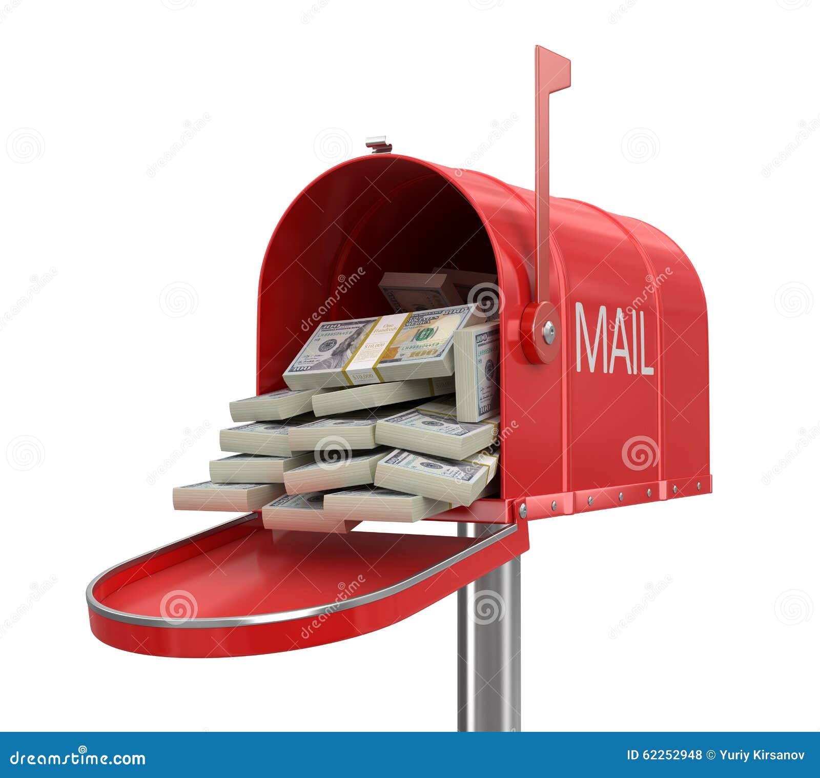 Open Mailbox with Dollars (clipping Path Included) Stock Illustration ...