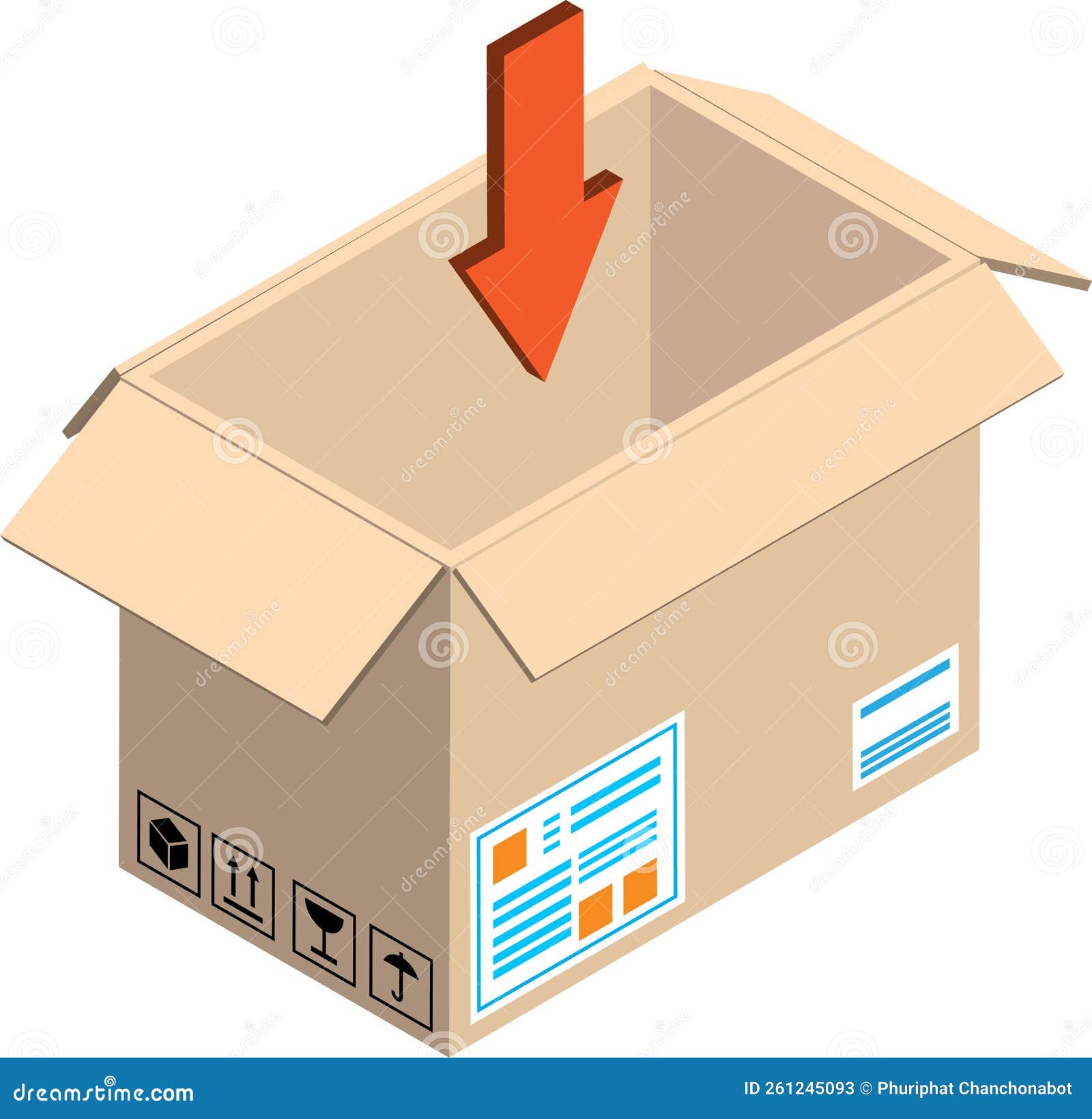 Open Mailbox and Down Arrow Illustration in 3D Isometric Style Stock ...