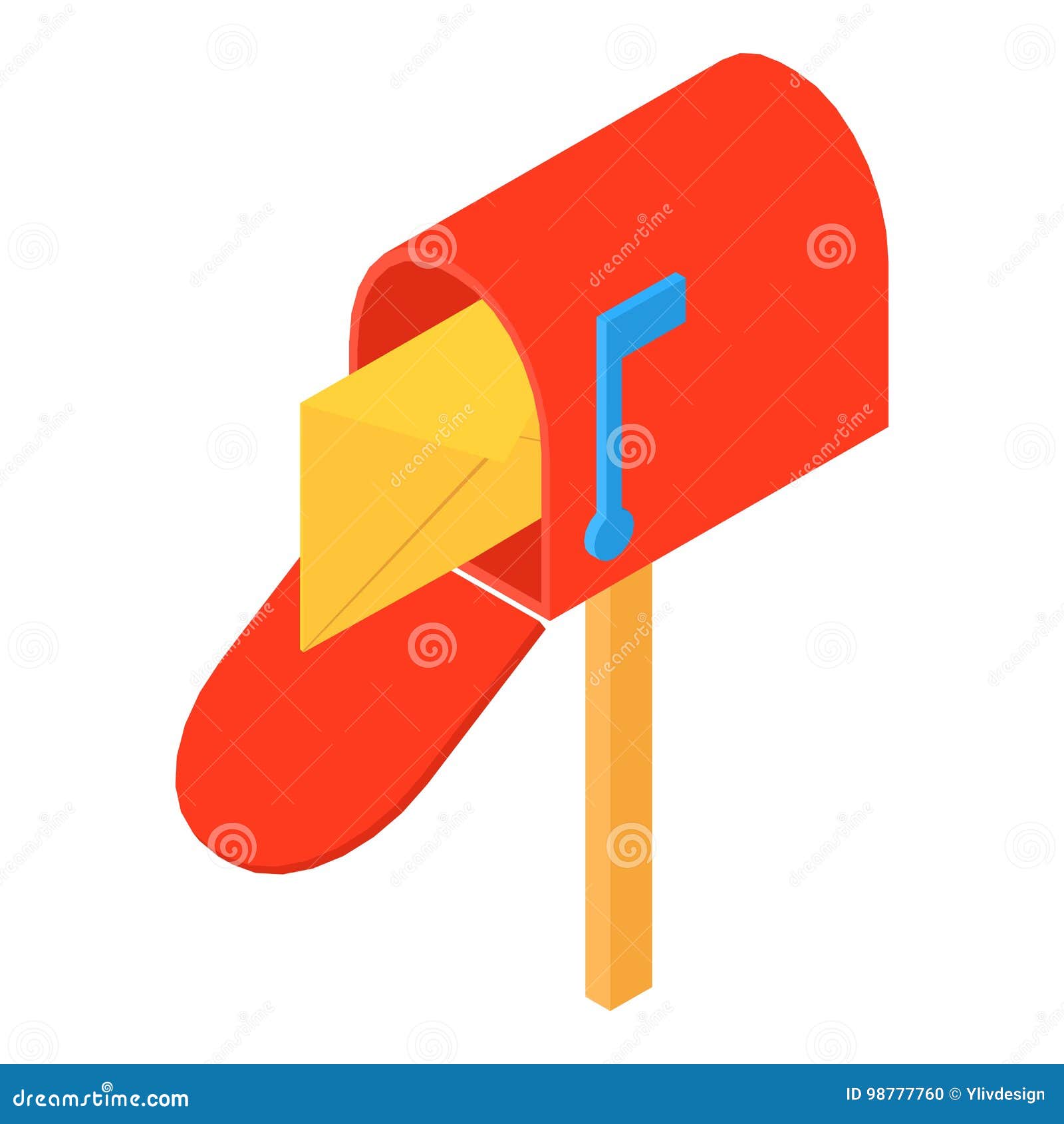 Open Mailbox Icon, Isometric 3d Style Stock Vector - Illustration of ...