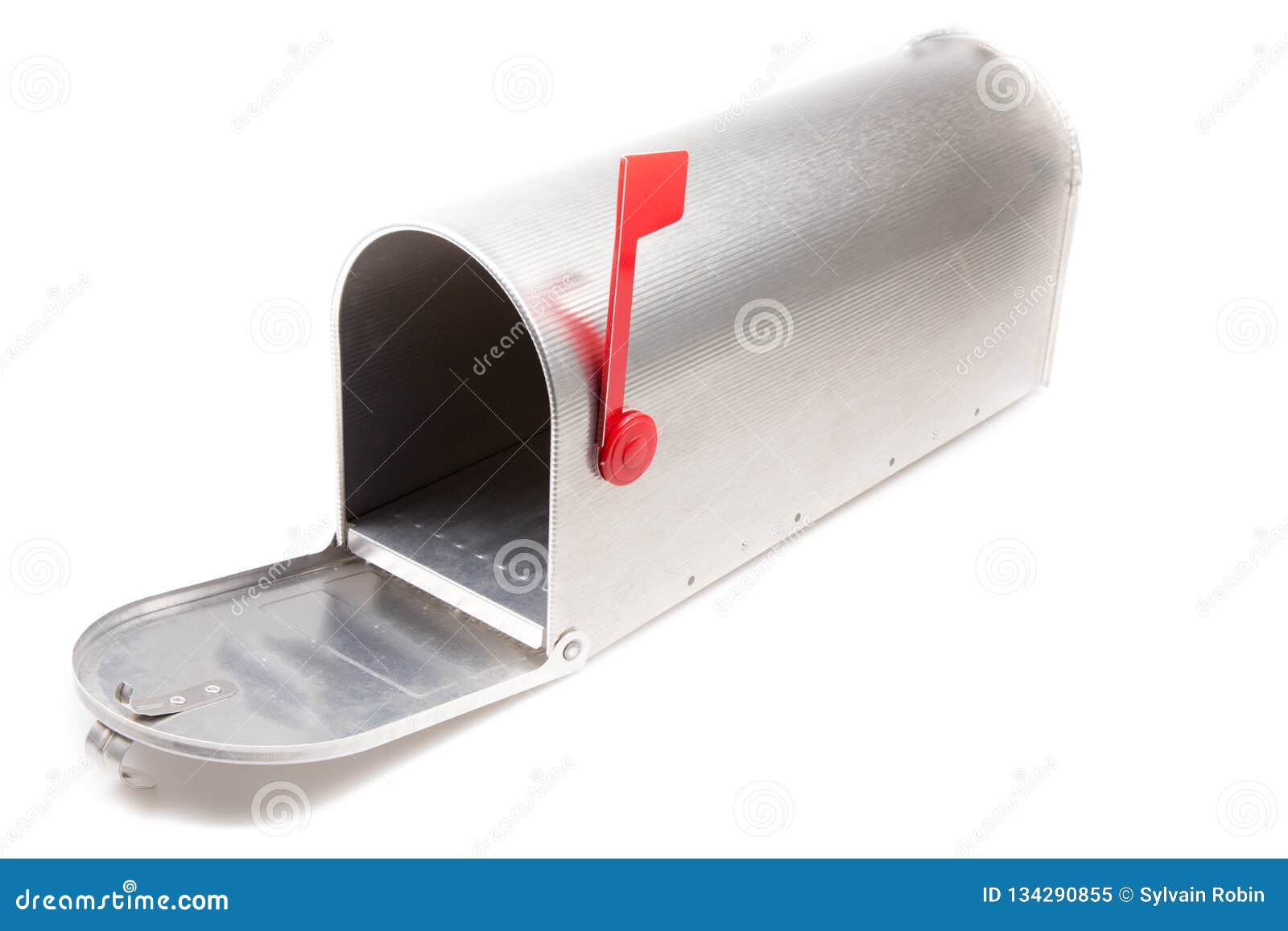 Open Mailbox Isolated on White Stock Image - Image of silver, open ...