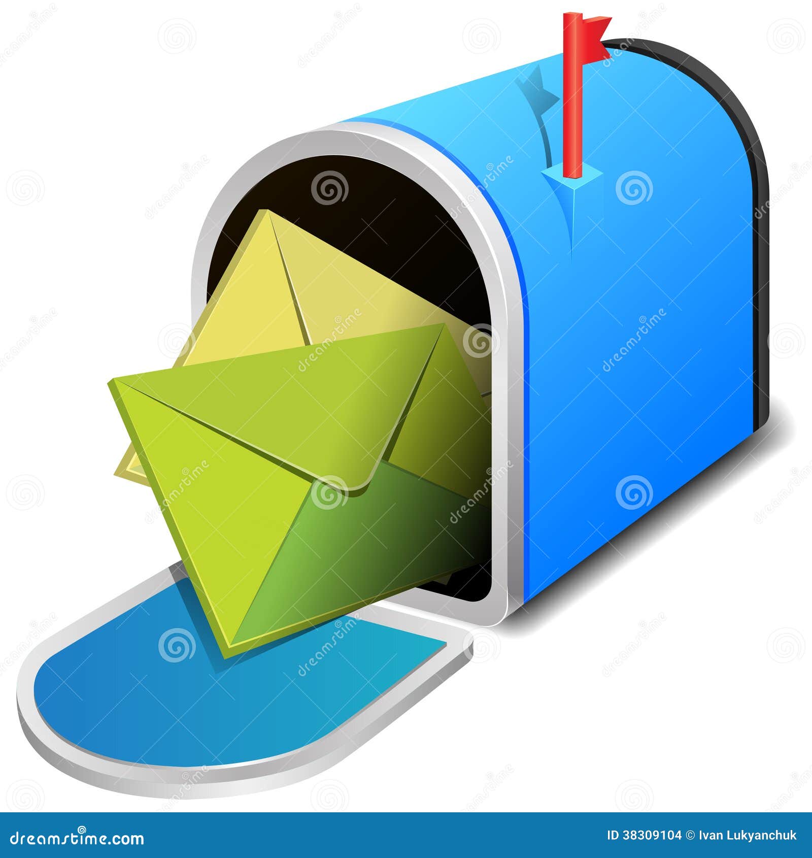 Open Mailbox with Two Letters Stock Vector - Illustration of computer ...