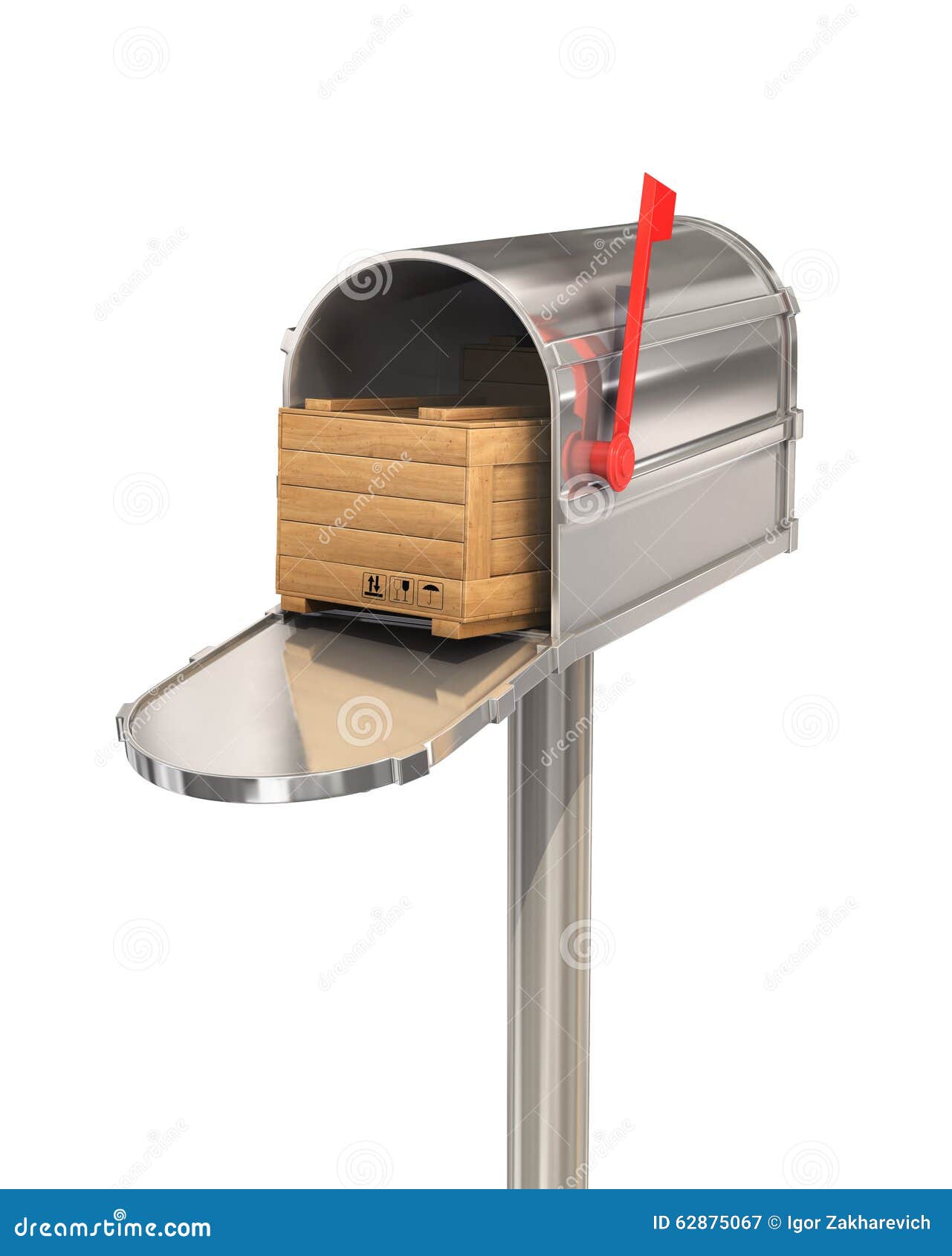 Open Mailbox with Wooden Box Stock Image - Image of paper, moving: 62875067