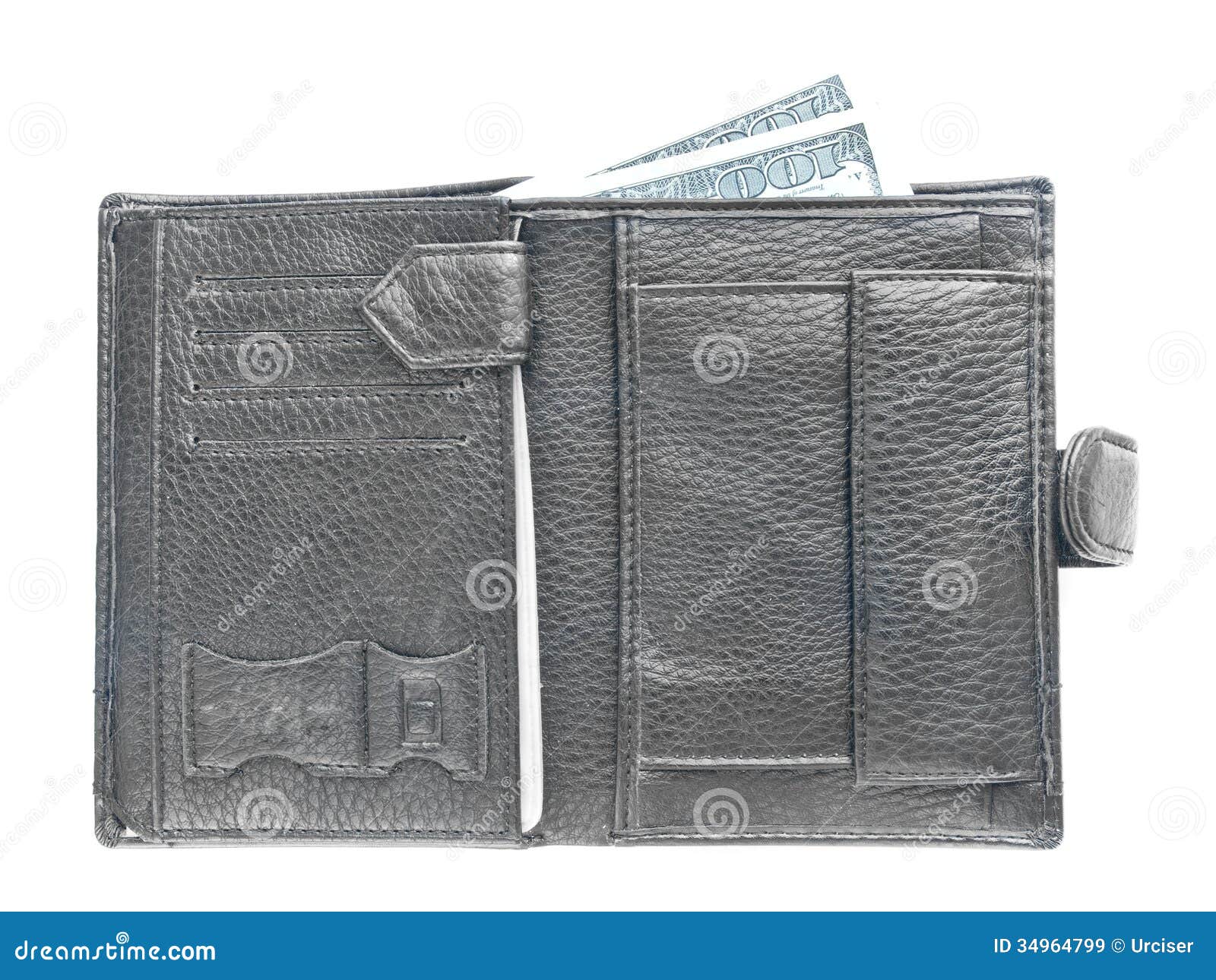 Open Male Black Leather Wallet Stock Image - Image of pocket, isolation ...