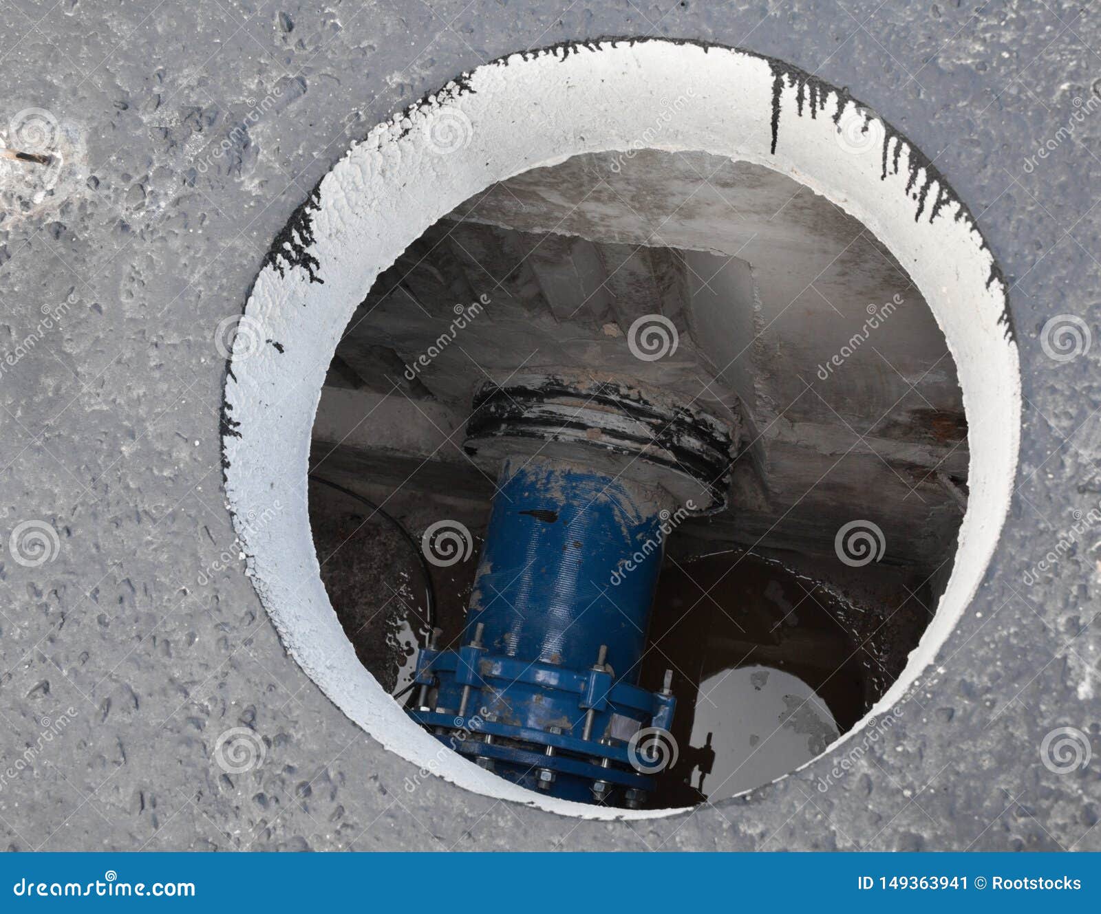 Open Manhole in the Concrete Block Stock Image - Image of coupler, hole ...
