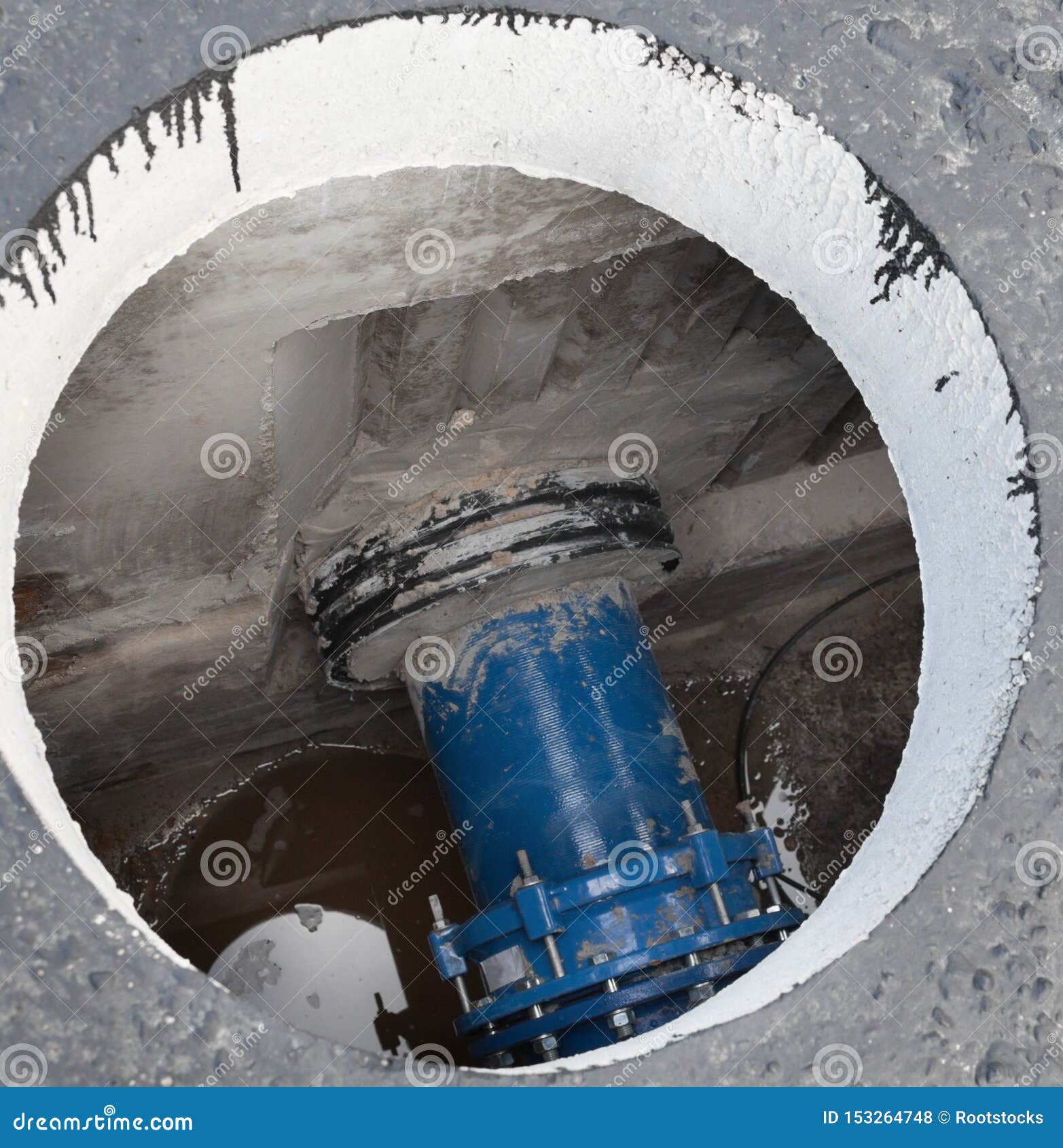 Open Manhole in the Concrete Block Stock Photo - Image of industrial ...