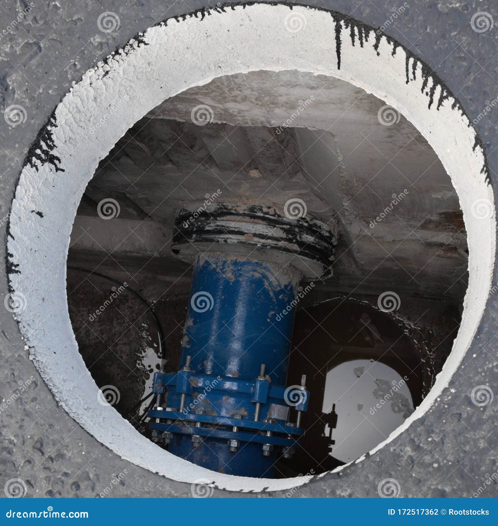 Open Manhole in the Concrete Block Stock Photo - Image of drain, metal ...