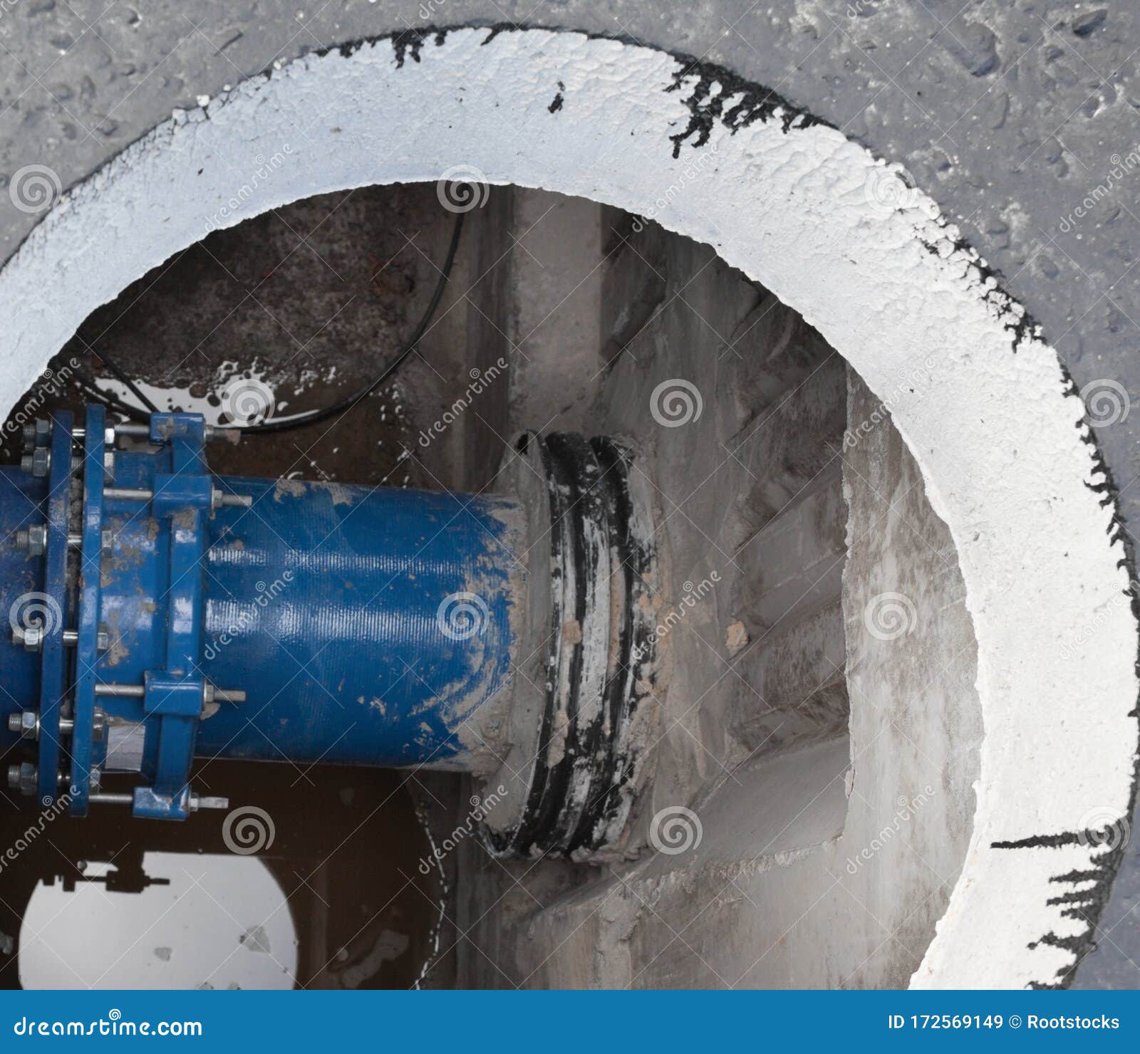 Open Manhole in the Concrete Block Stock Image - Image of building ...