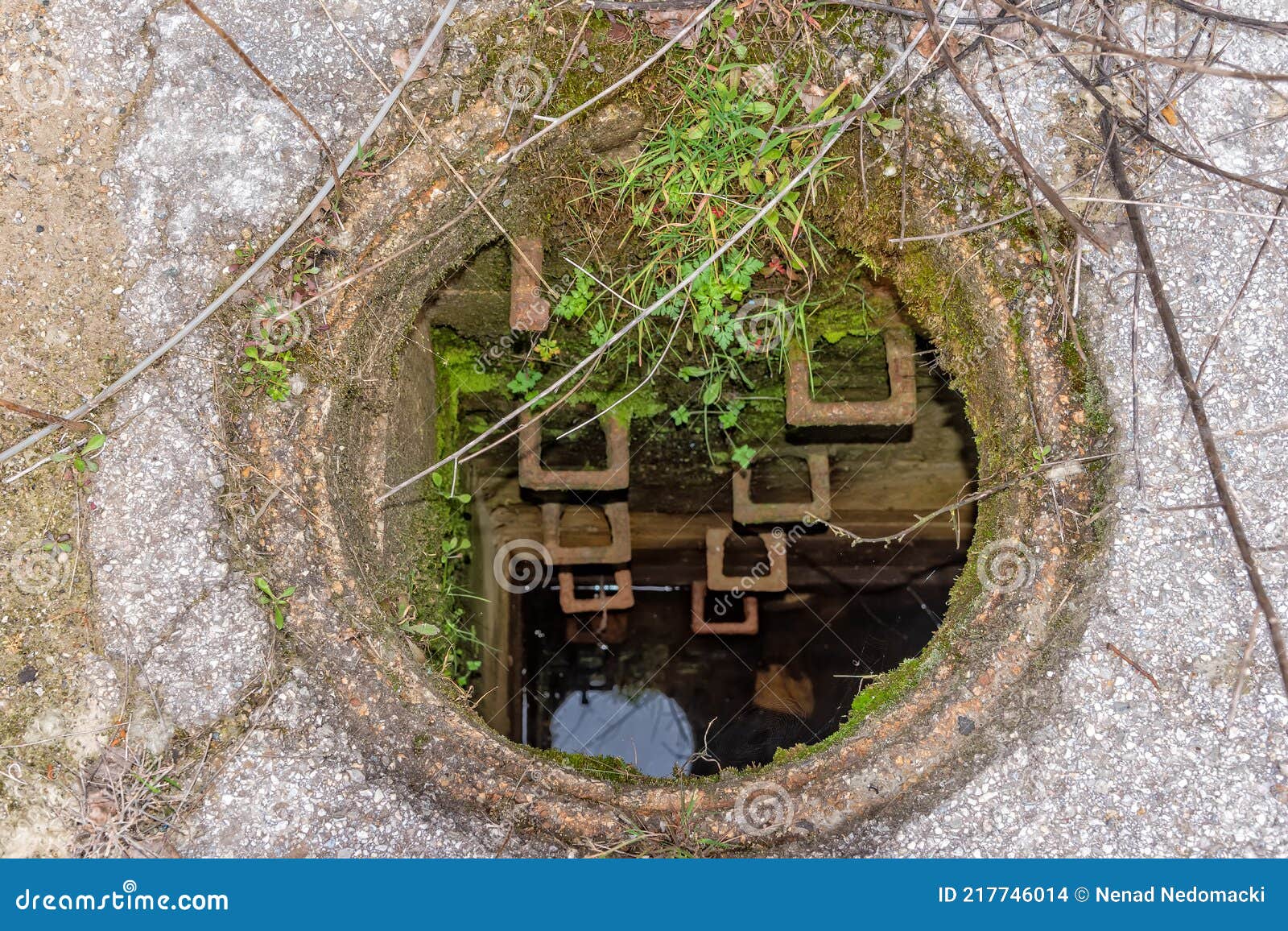 Open Manhole without Cover. Top-Down View of an Open Manhole Stock ...