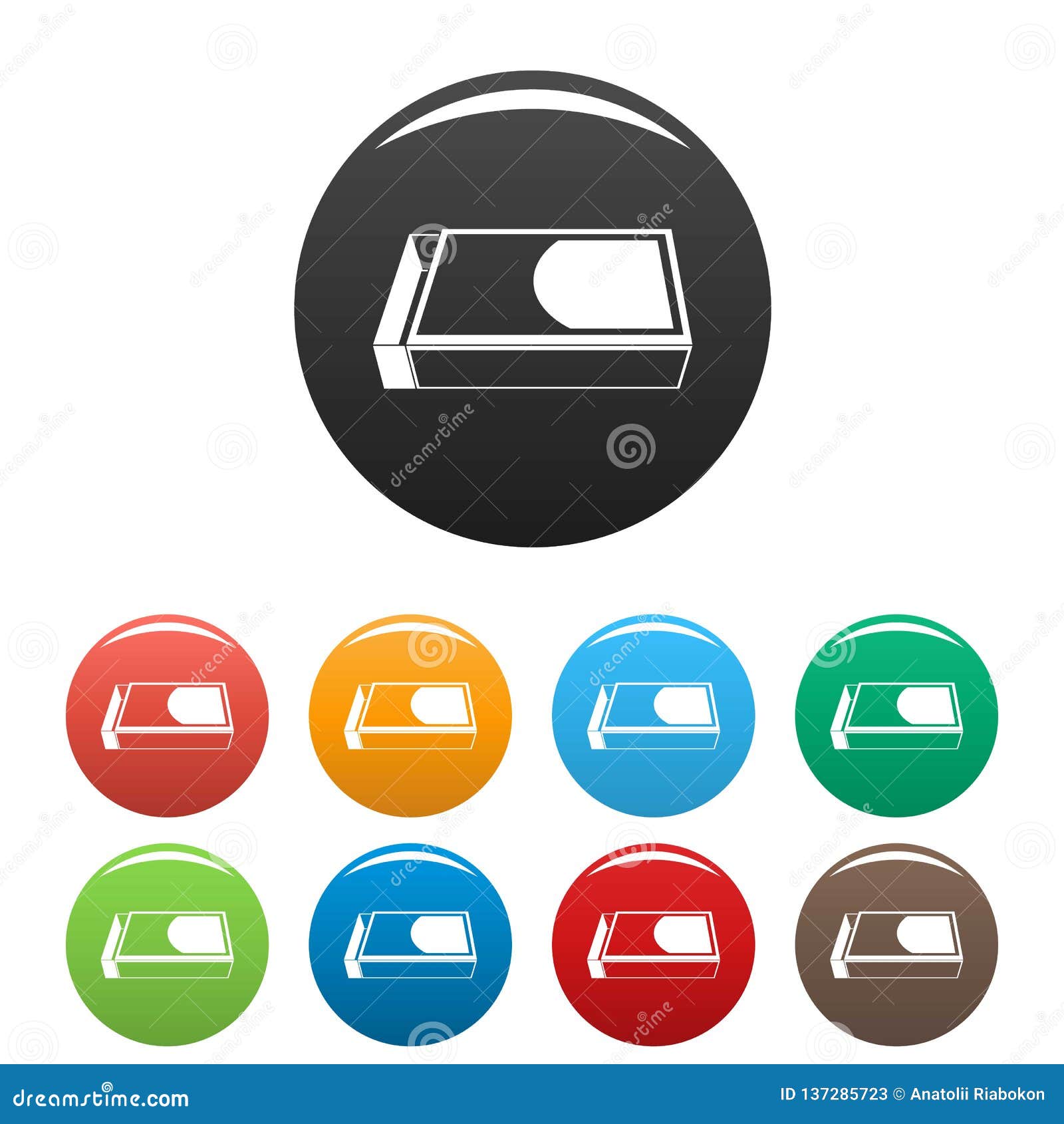 Open Matchbox Icons Set Color Stock Vector - Illustration of domestic ...