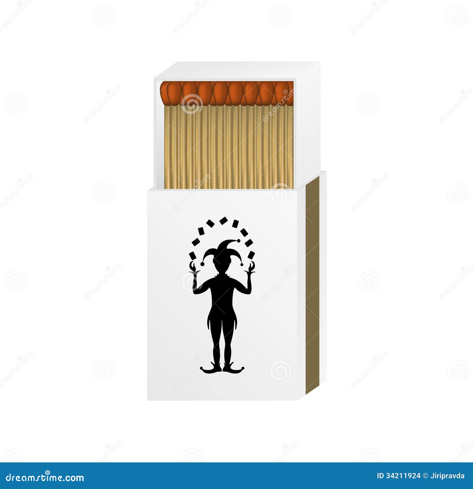 Open matchbox with a joker stock vector. Illustration of package - 34211924