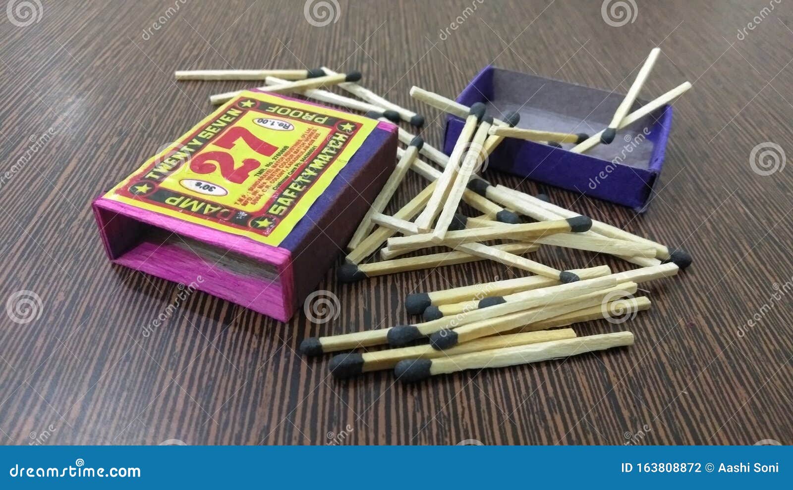 Open Matchbox and Scattered Matchstick on the Computer Table Editorial ...