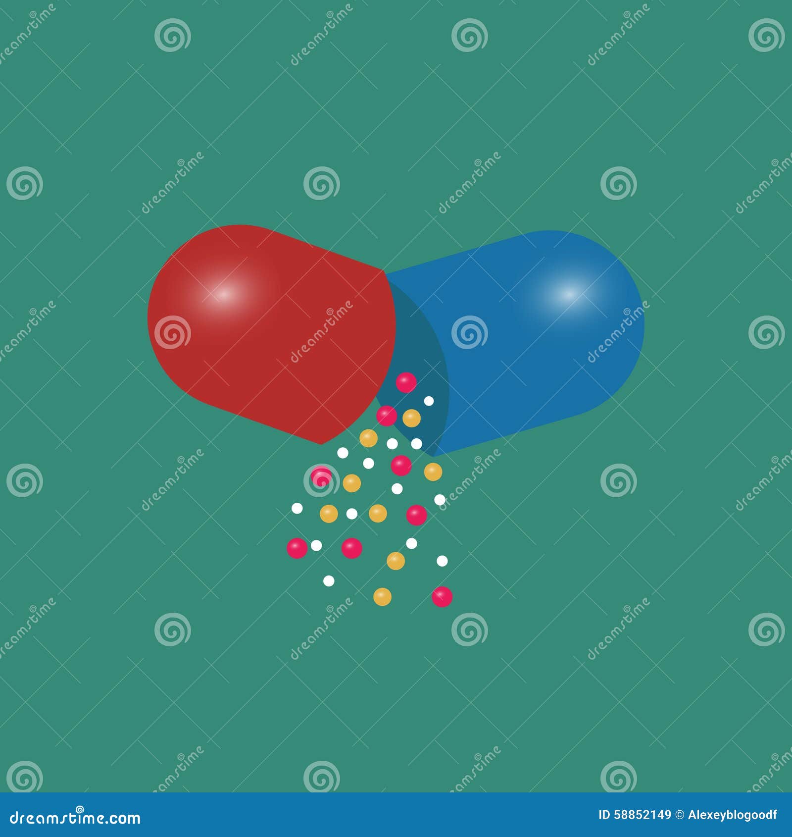 Open Medical Capsule with Drop-down Granules in Vector Stock Vector ...