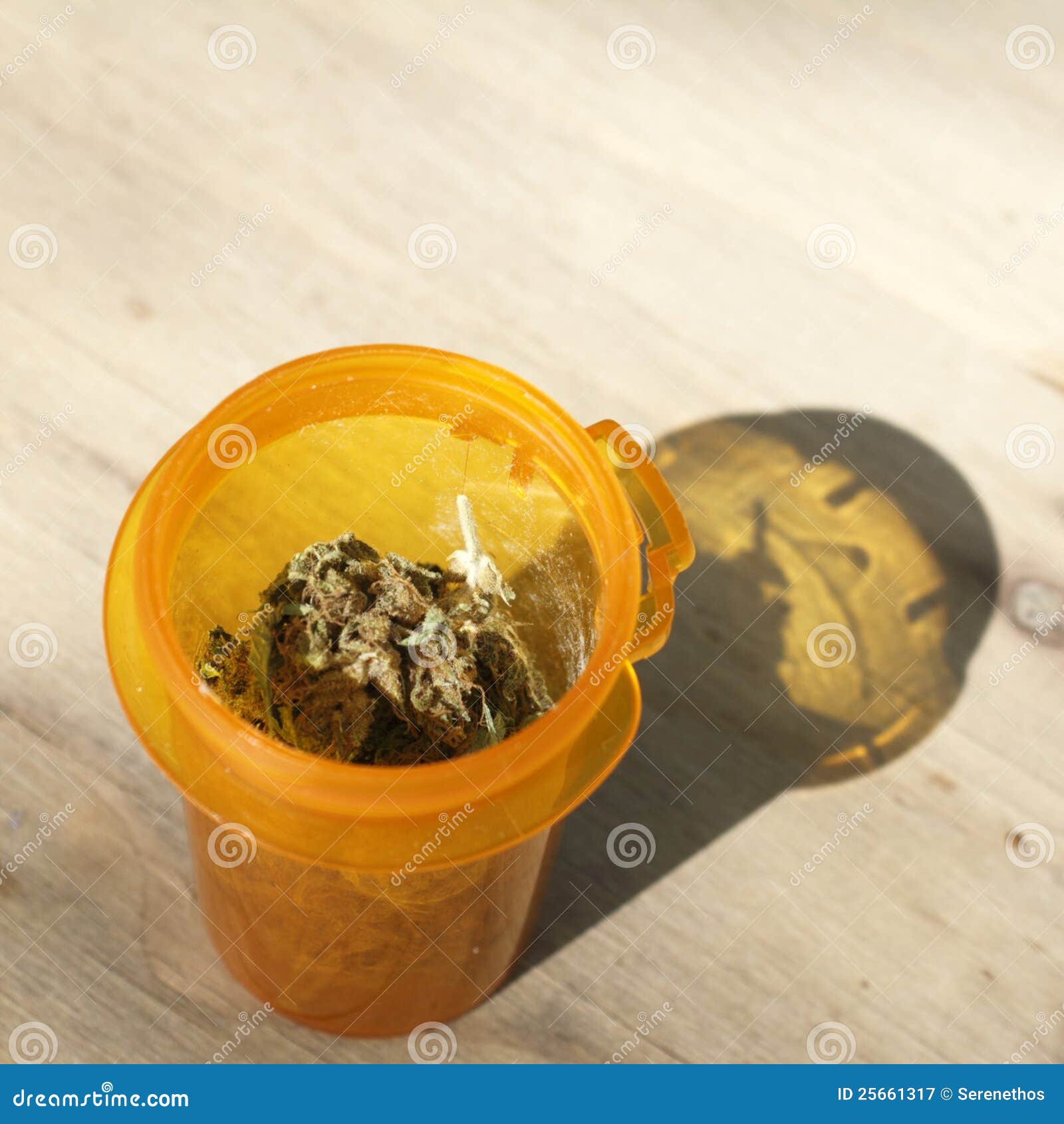 Open Medical Marijuana Bottle Stock Image - Image of brown, buds: 25661317