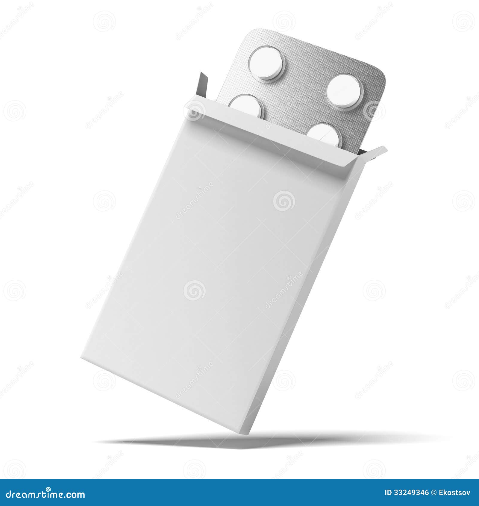 Open Medicine Box With Two Blisters Of Pills Isolated On White ...