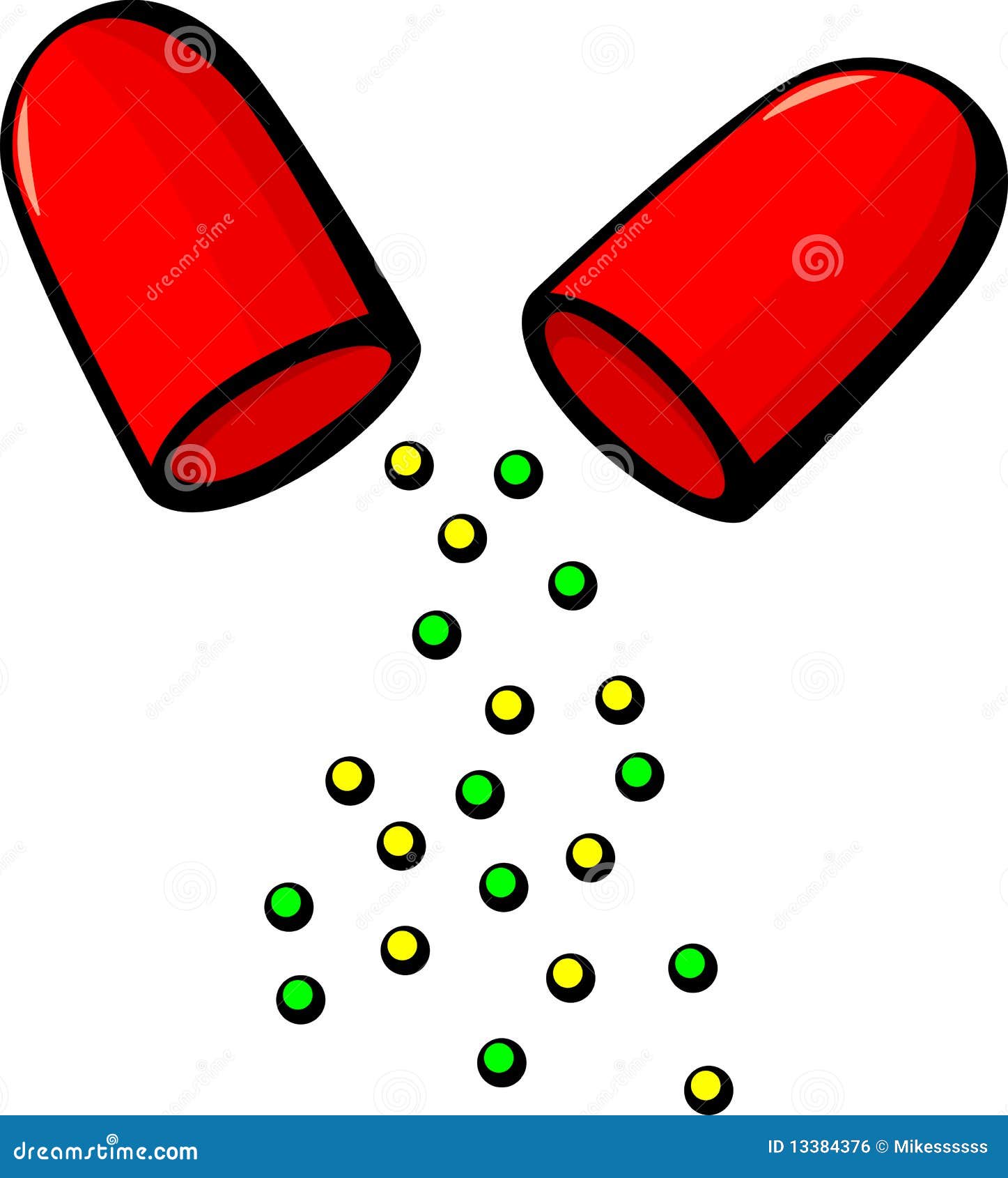 Open Medicine Pill or Capsule Vector Illustration Stock Vector ...