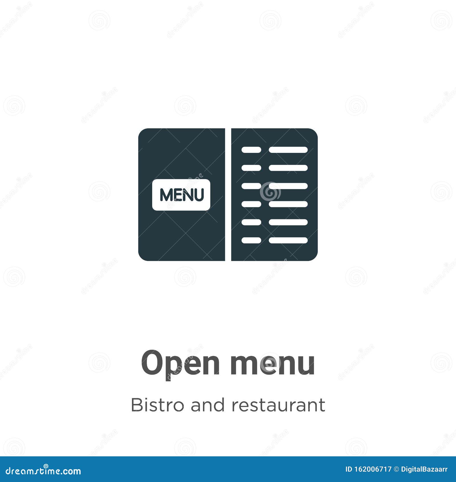 Open Menu Vector Icon on White Background. Flat Vector Open Menu Icon ...