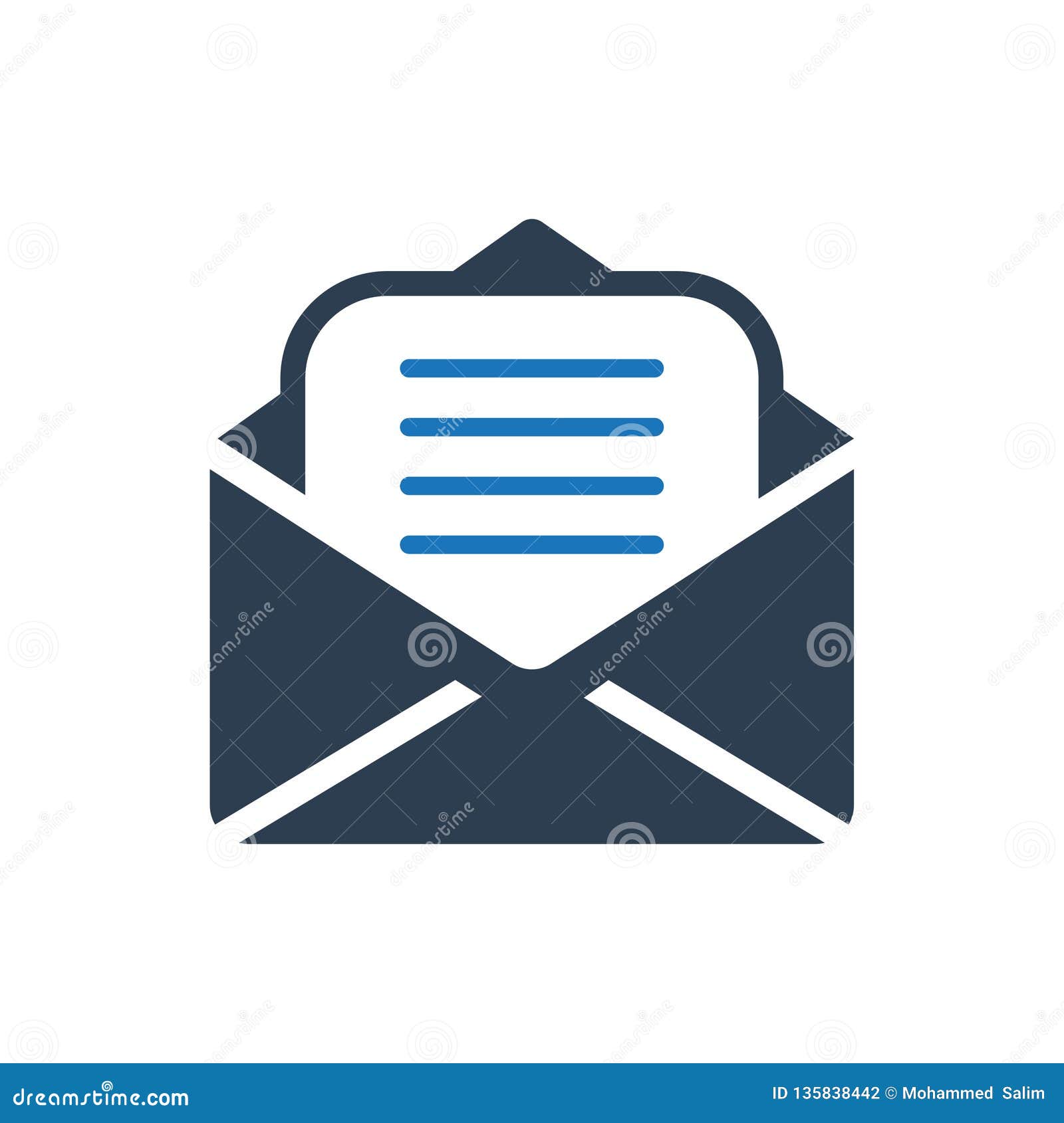 Open Message Icon stock vector. Illustration of icon - 135838442