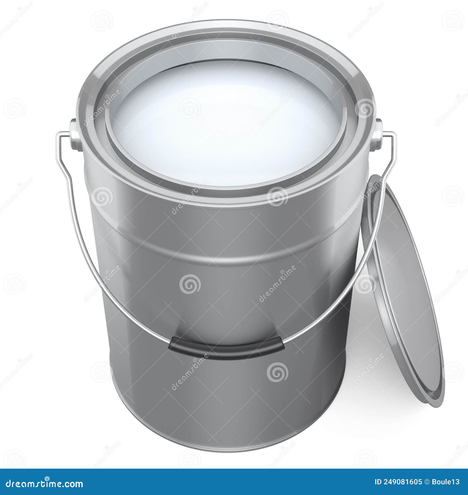 Open Metal Can or Buckets of Paint with Handle on White Background ...