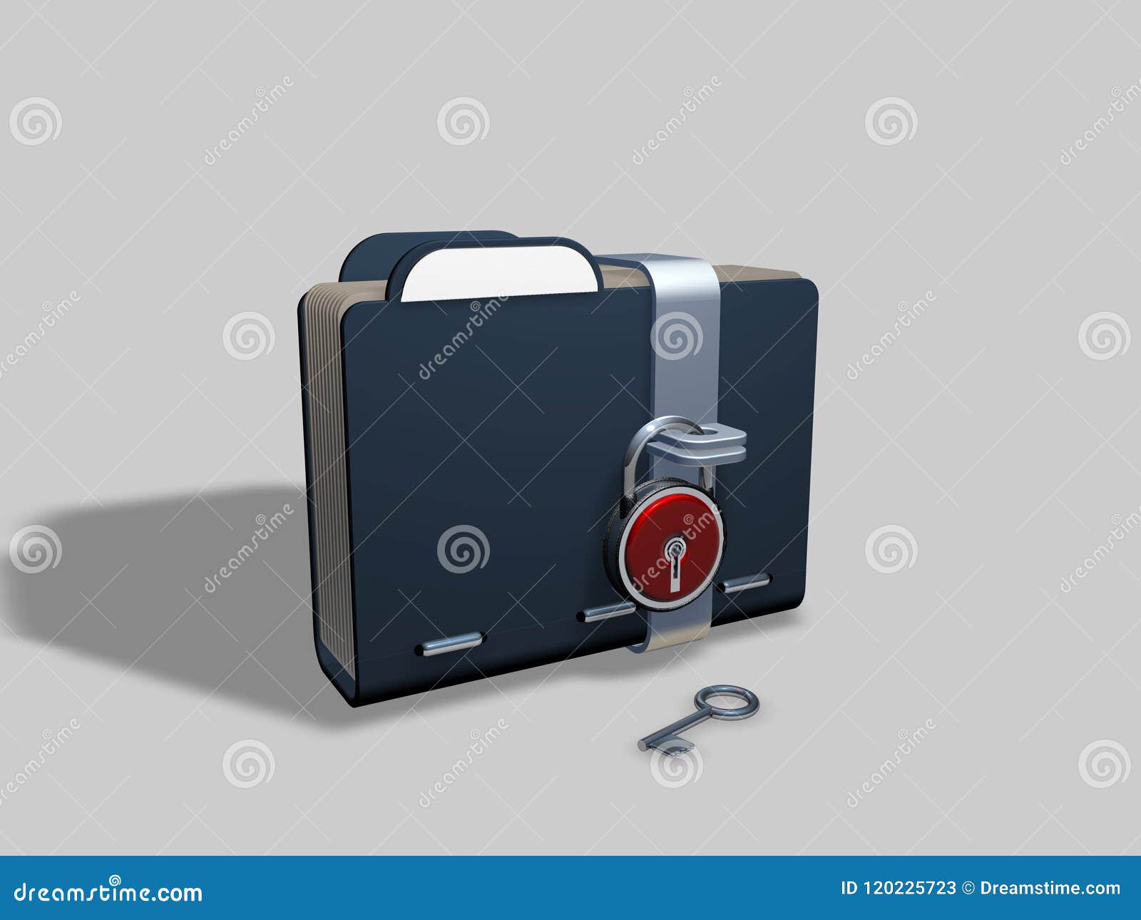 Open Metal Folder with Padlock and Key Stock Illustration ...