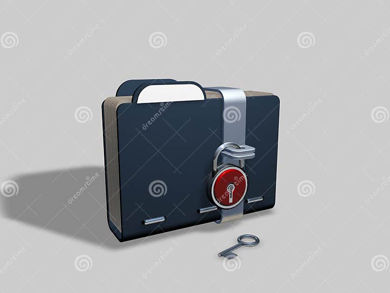 Open Metal Folder with Padlock and Key Stock Illustration ...