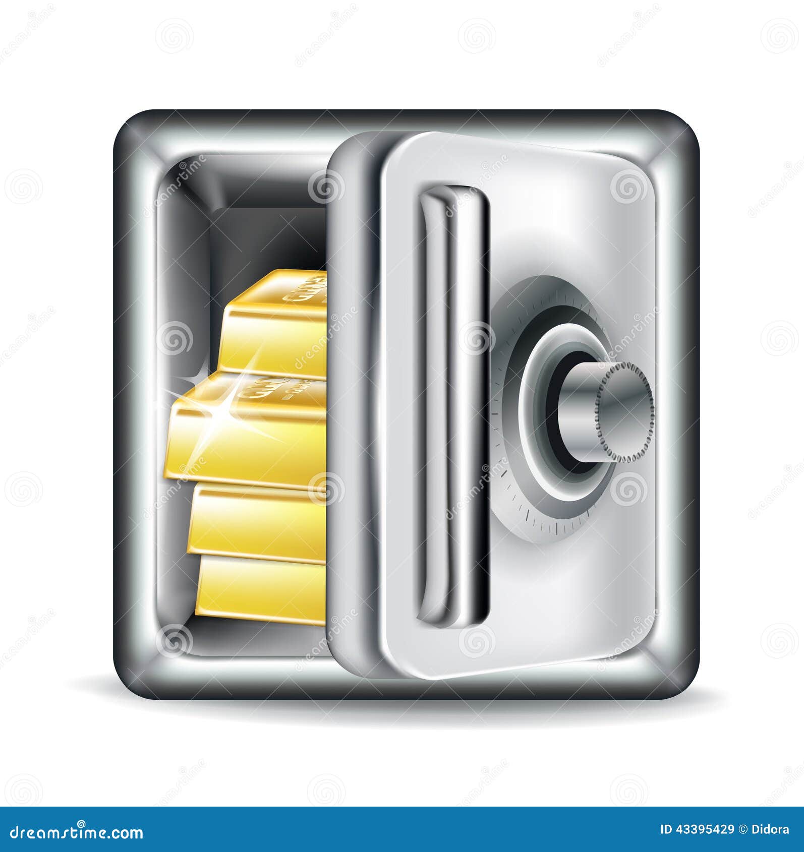Open Metal Safe with Golden Bars Stock Vector - Illustration of ...