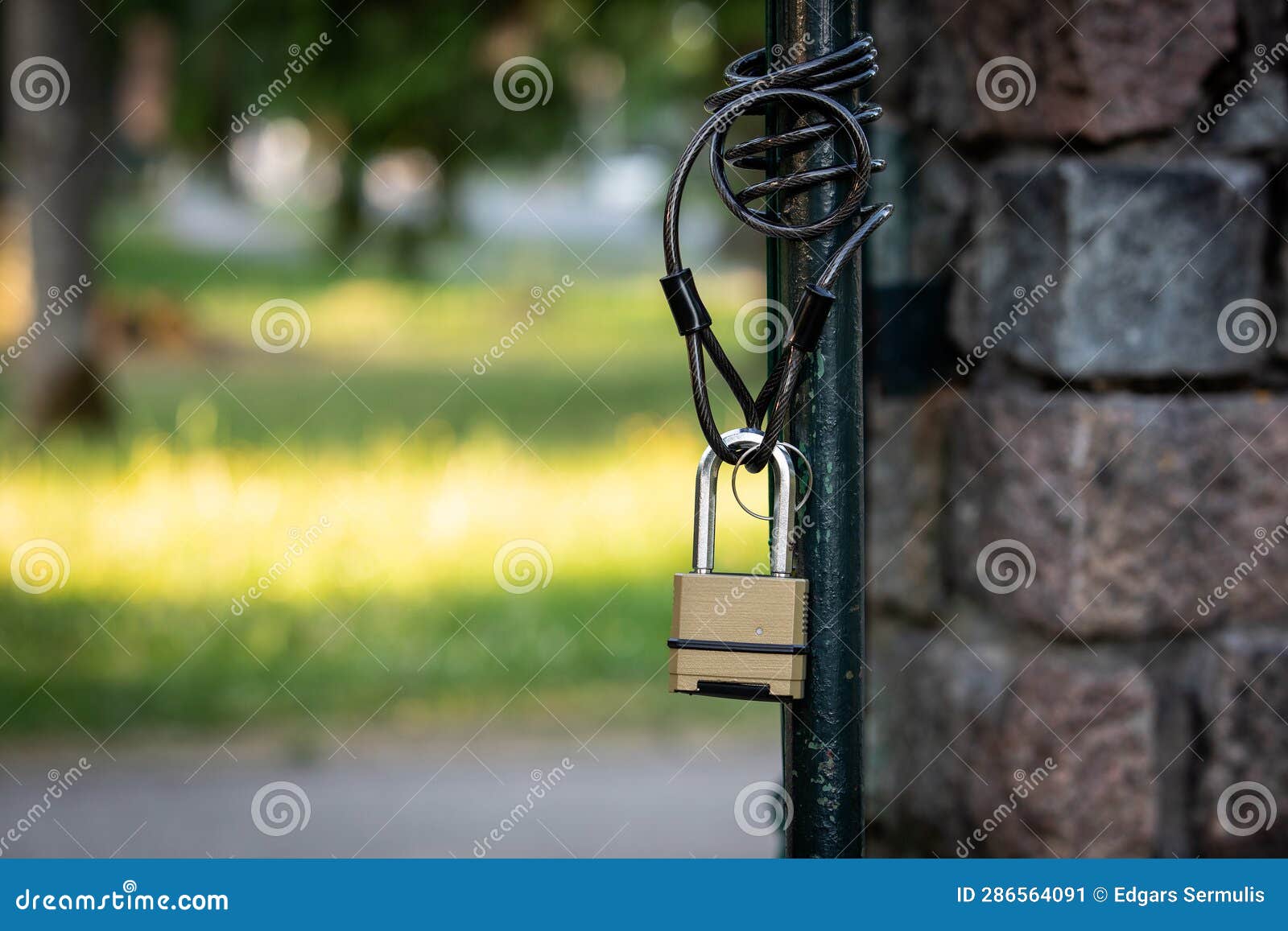 Open Metal Territory Gate. Padlock with Chain Stock Image - Image of ...