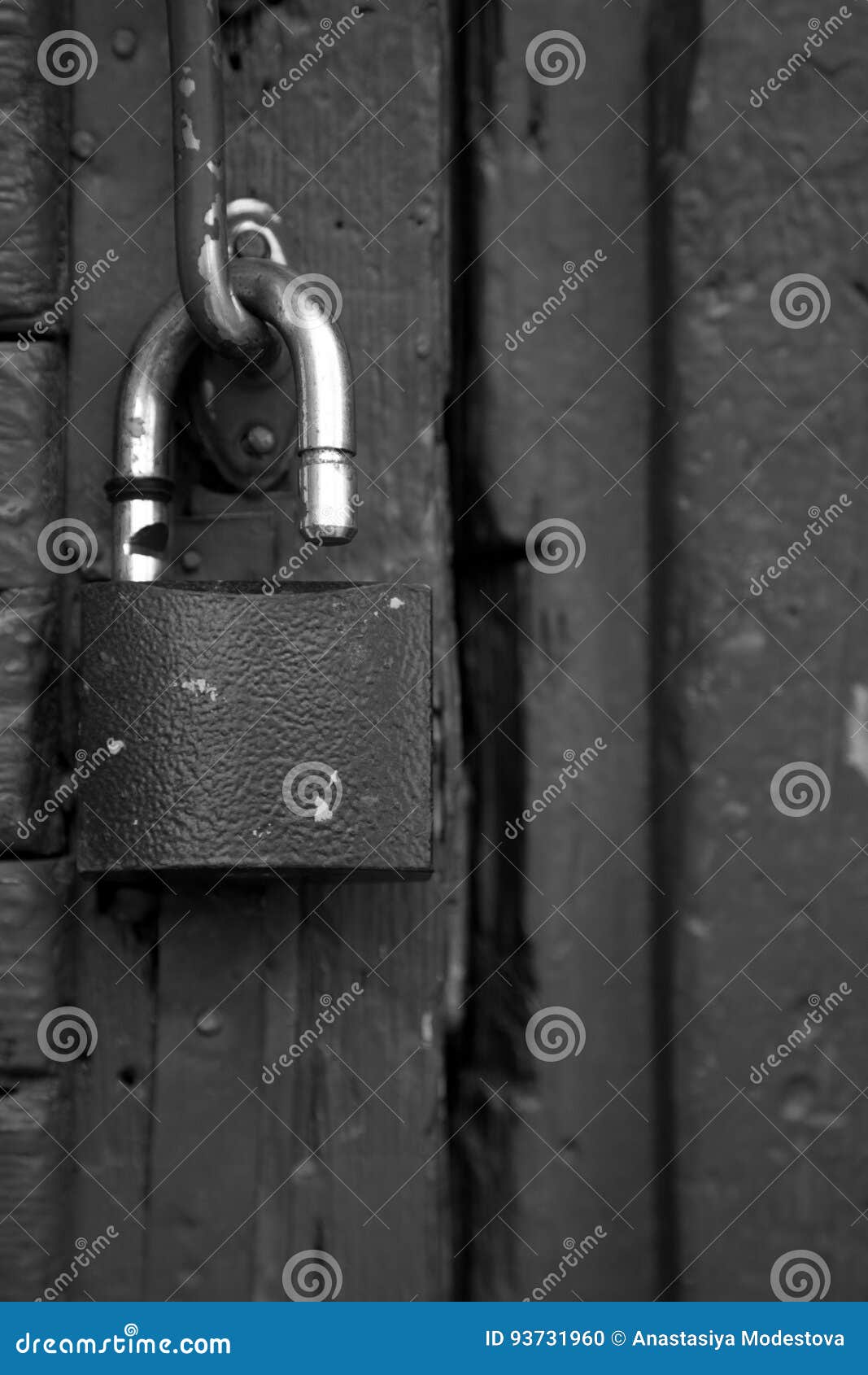 Open Metallic Lock Black and White Stock Photo - Image of entrance ...