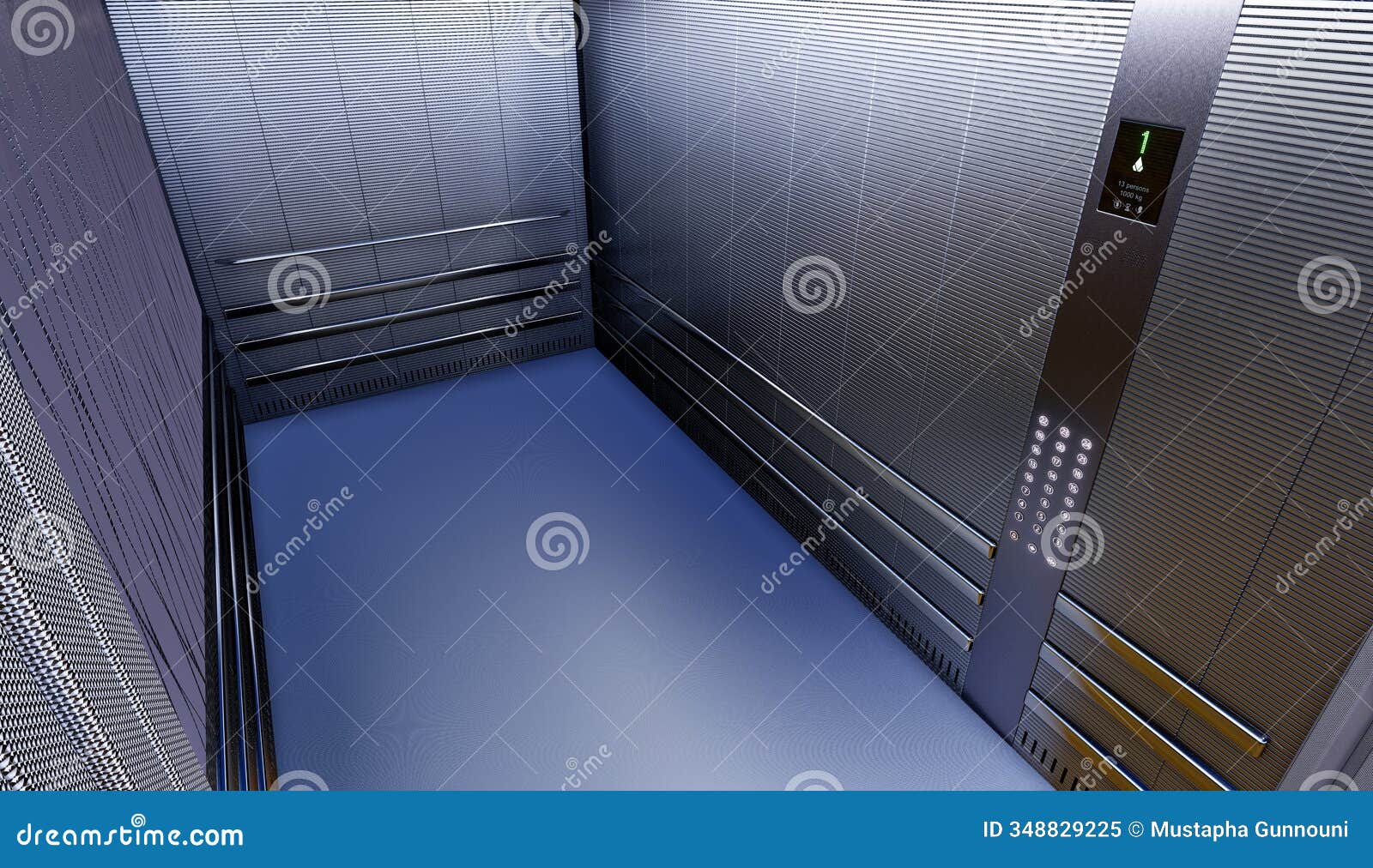 Open Metallic Silver Elevator with Concrete Wall, Inside Elevator Pov ...