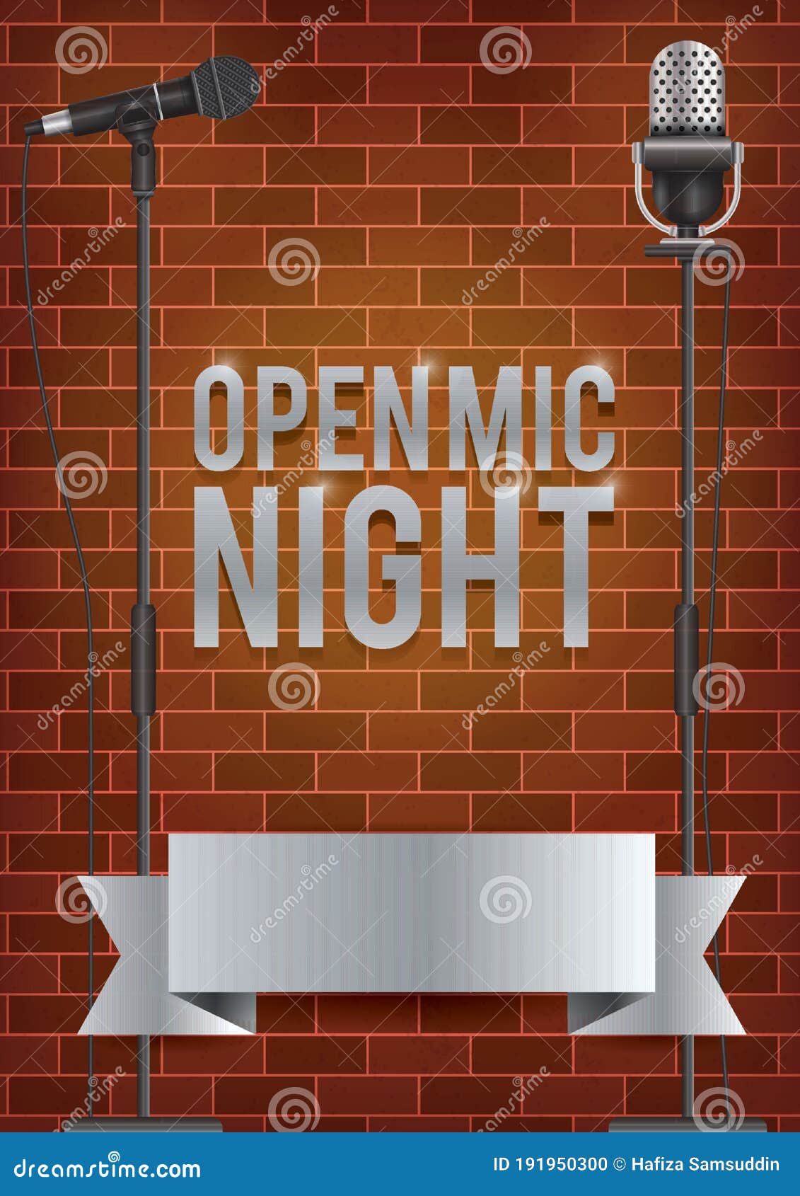 Open Mic Night Poster Design. Vector Illustration Decorative Design ...
