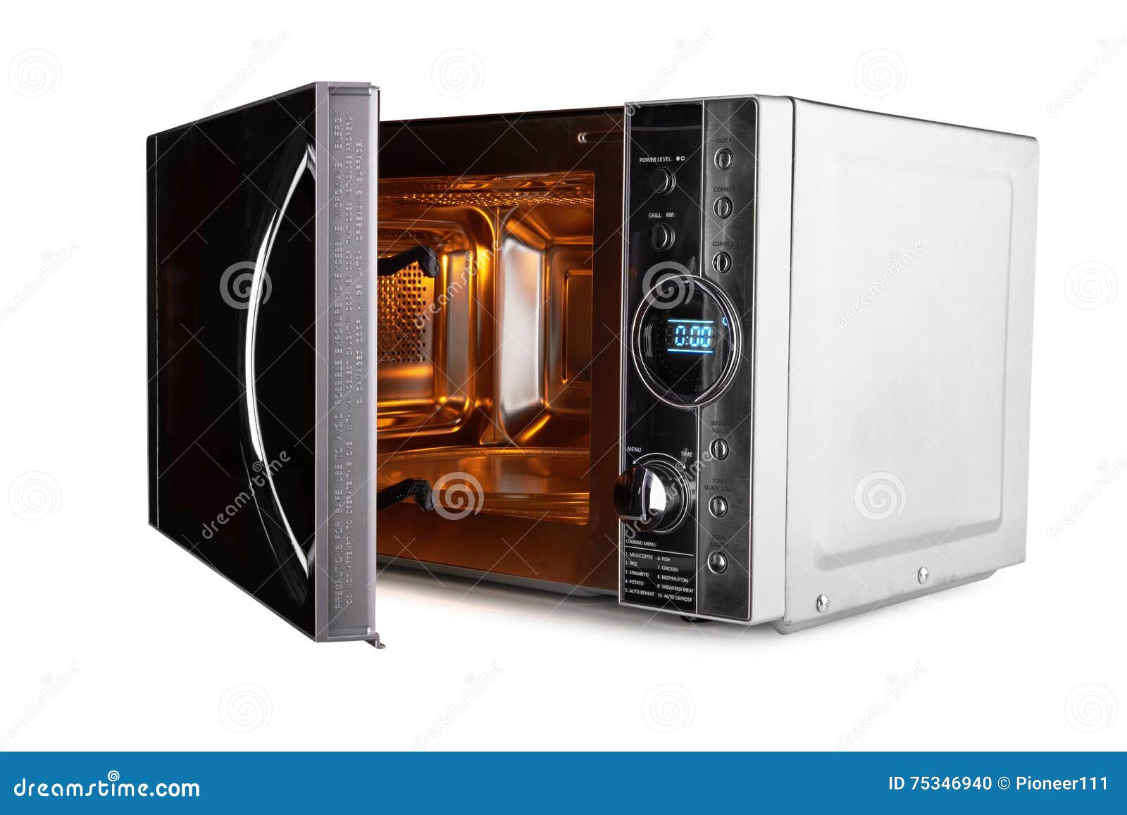 Open microwave oven stock photo. Image of invention, object - 75346940