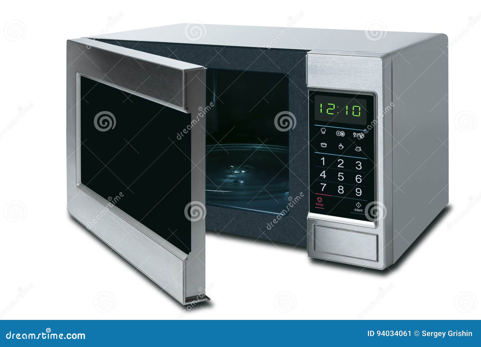 Open Microwave Oven Isolated on a White Background Stock Image - Image ...