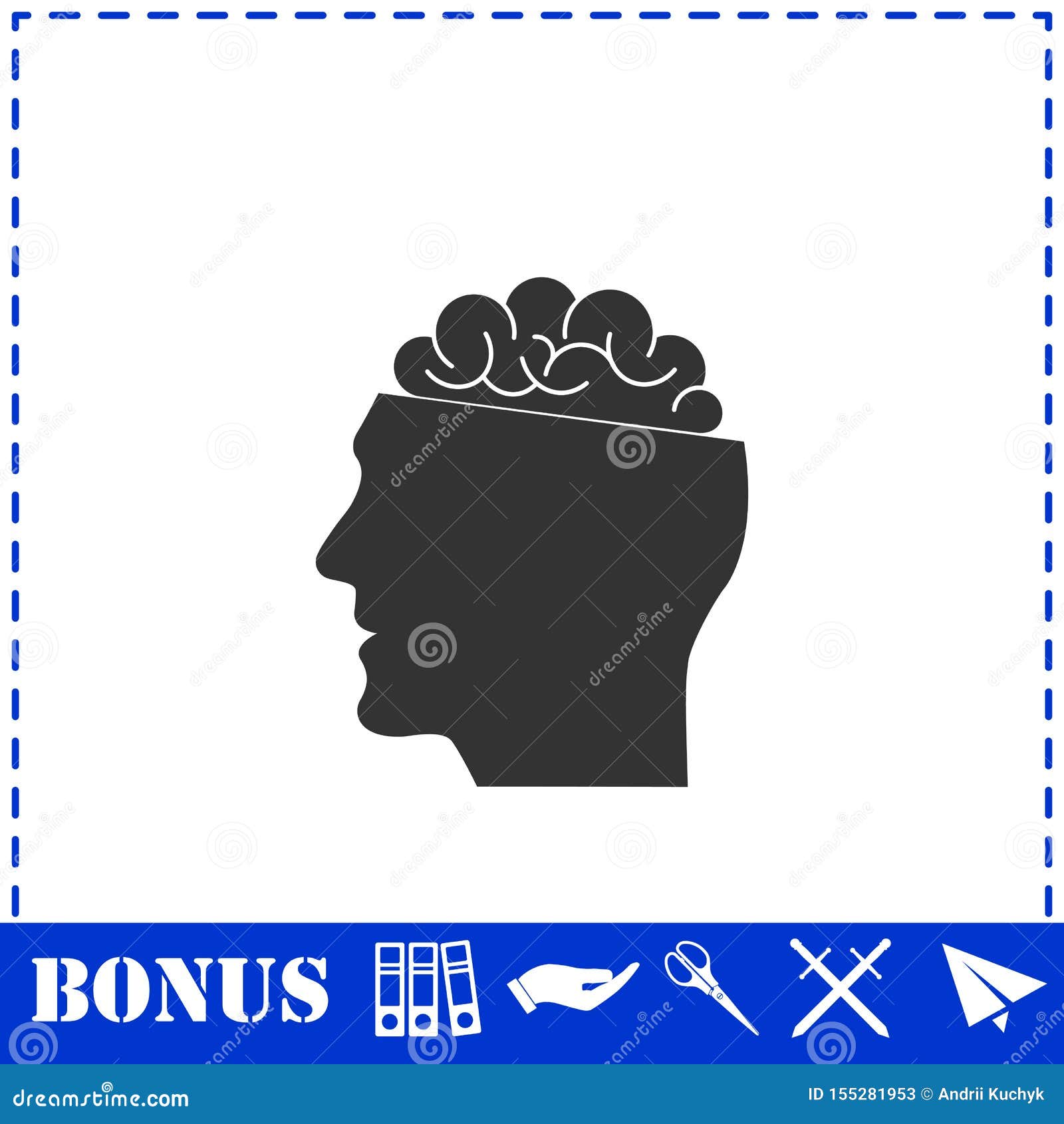 Open mind icon flat stock vector. Illustration of design - 155281953