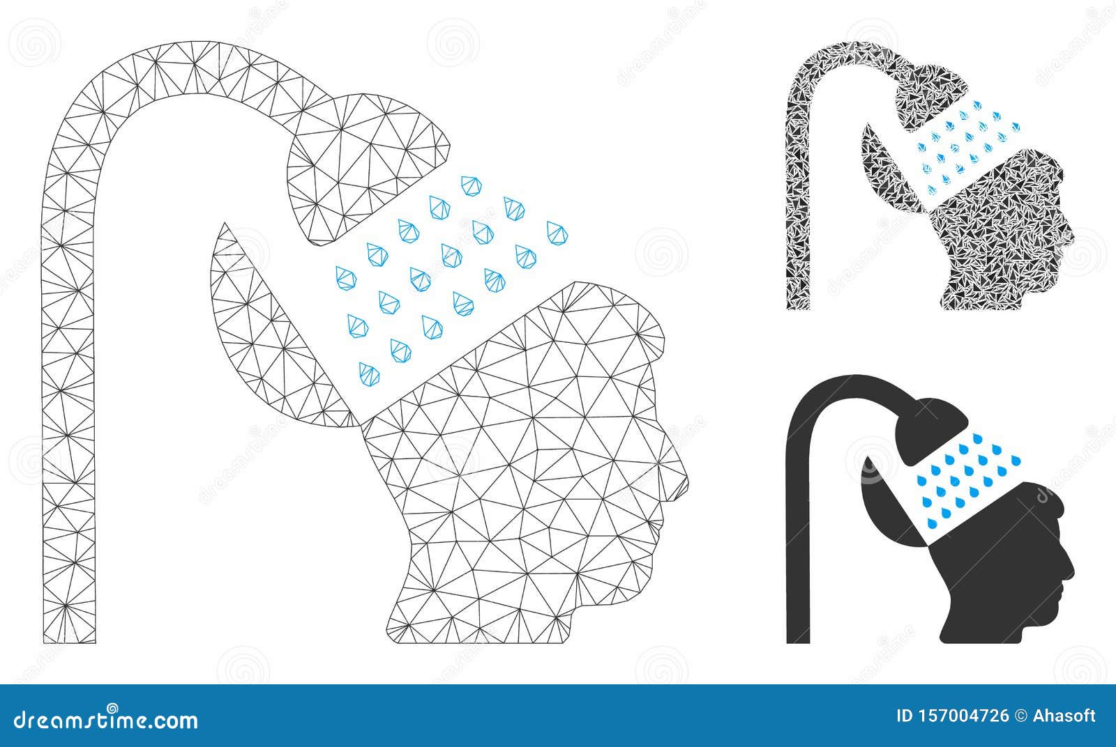 Open Mind Shower Vector Mesh 2D Model and Triangle Mosaic Icon Stock ...