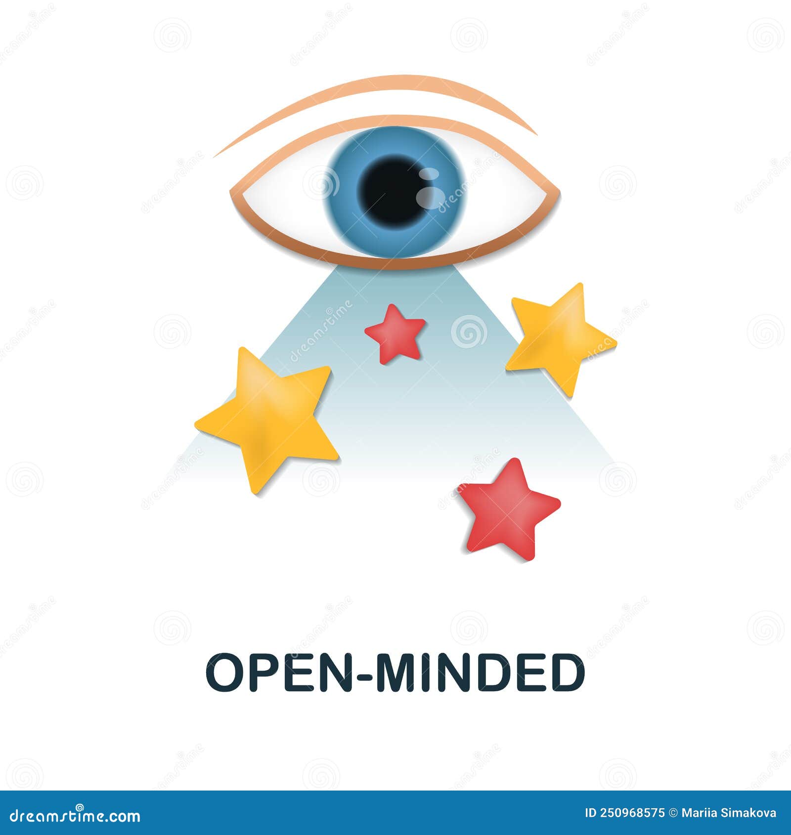 Open-Minded Icon in 3d. Colored Illustration from Core Values ...