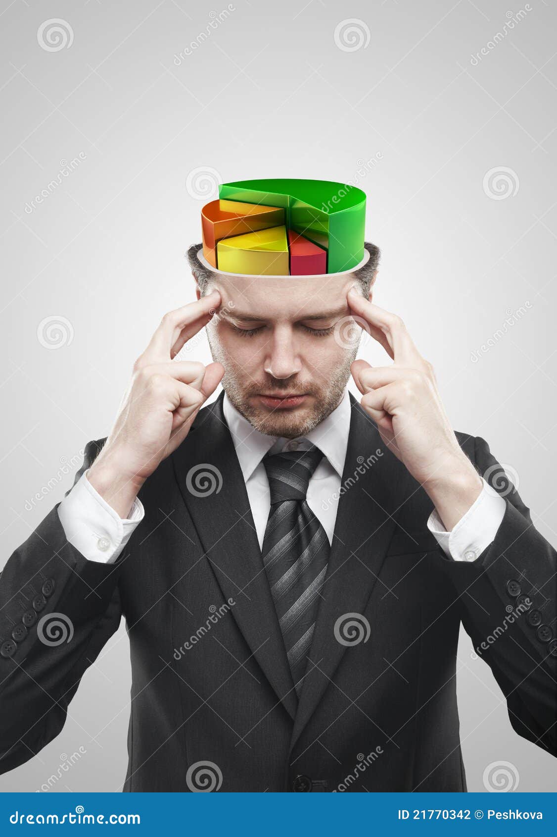 Open Minded Man with Colorful 3d Pie Chart Graph Stock Photo - Image of ...