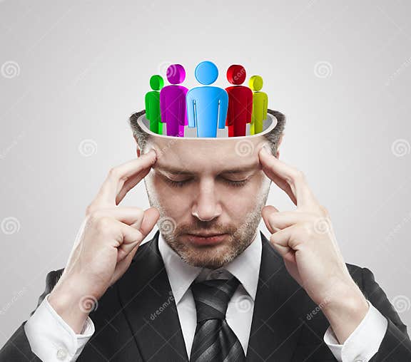 Open Minded Man with Social People Inside Stock Image - Image of ...