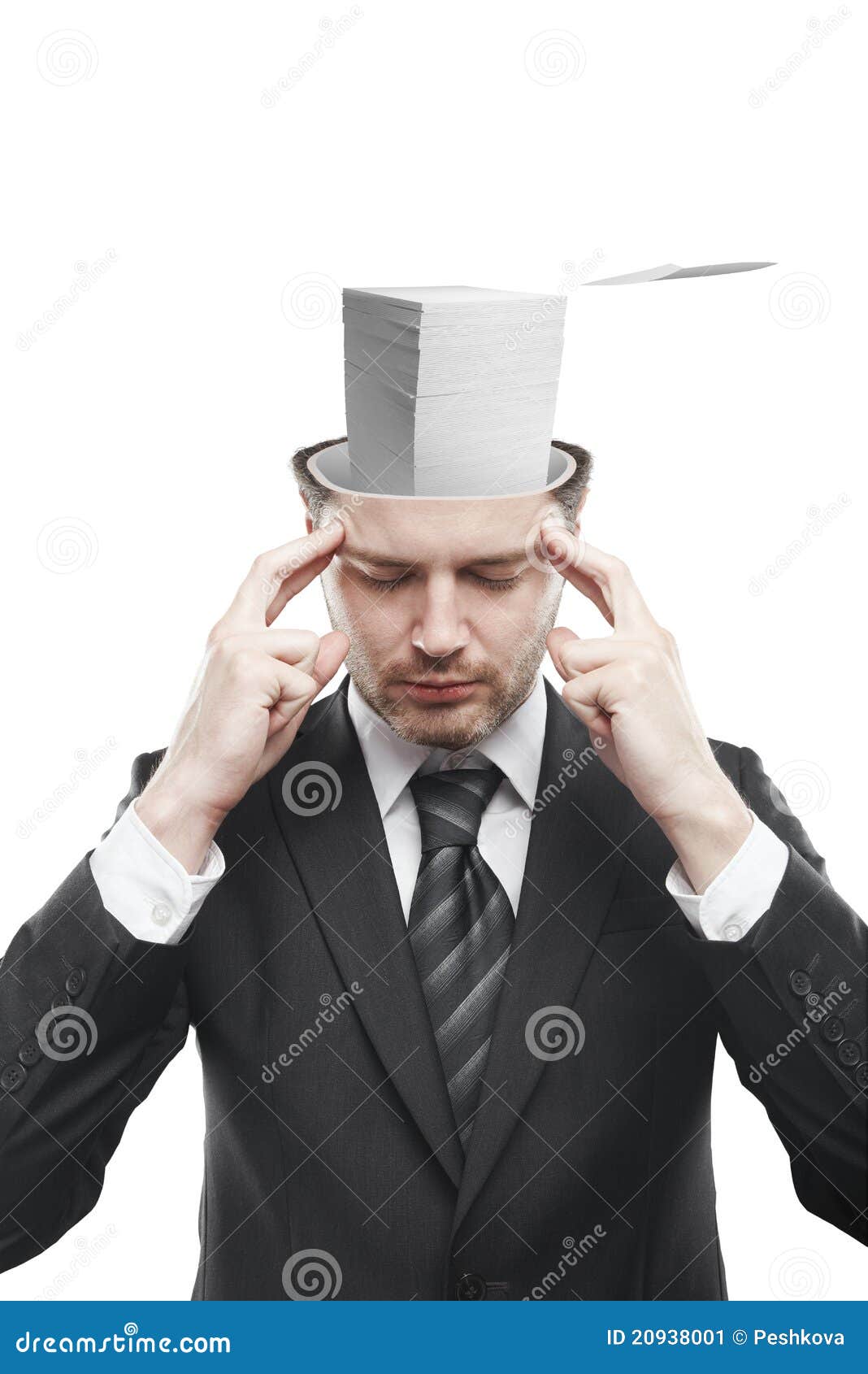 Open Minded Man with Stack of Papers Inside Stock Image - Image of ...