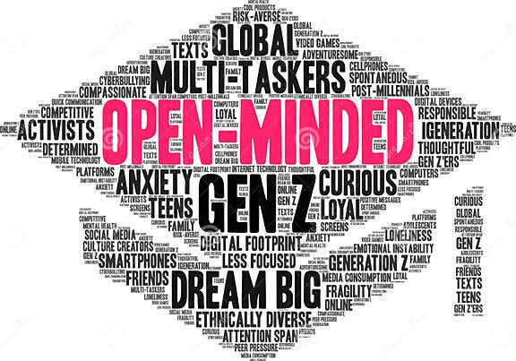 Open-Minded Word Cloud stock vector. Illustration of competitive ...