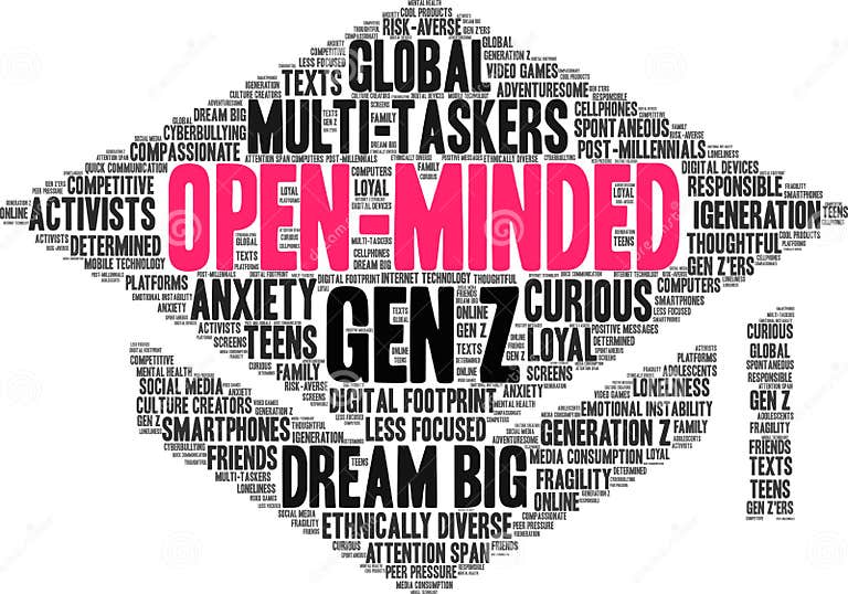 Open-Minded Word Cloud stock vector. Illustration of competitive ...