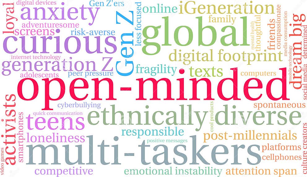 Open-Minded Word Cloud stock vector. Illustration of digital - 150716317