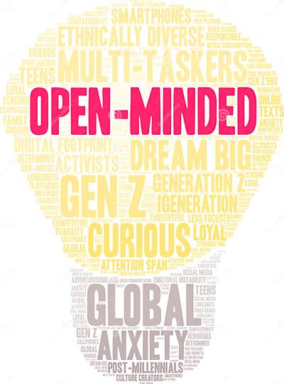 Open-Minded Word Cloud stock vector. Illustration of adolescents ...