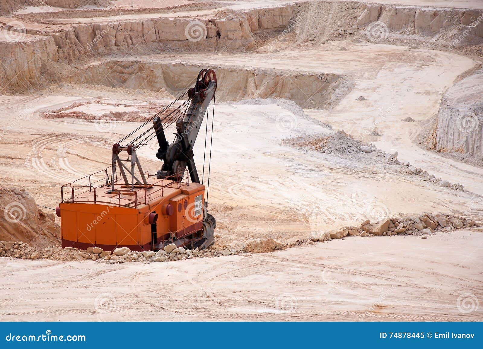 Open mine and excavator stock image. Image of excavation - 74878445