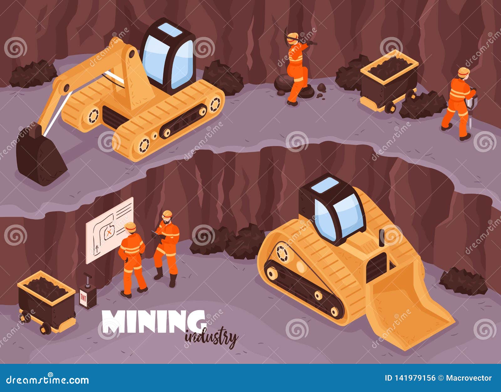 Open Pit Mine Steel Production Icon Doodle Illustration | CartoonDealer ...