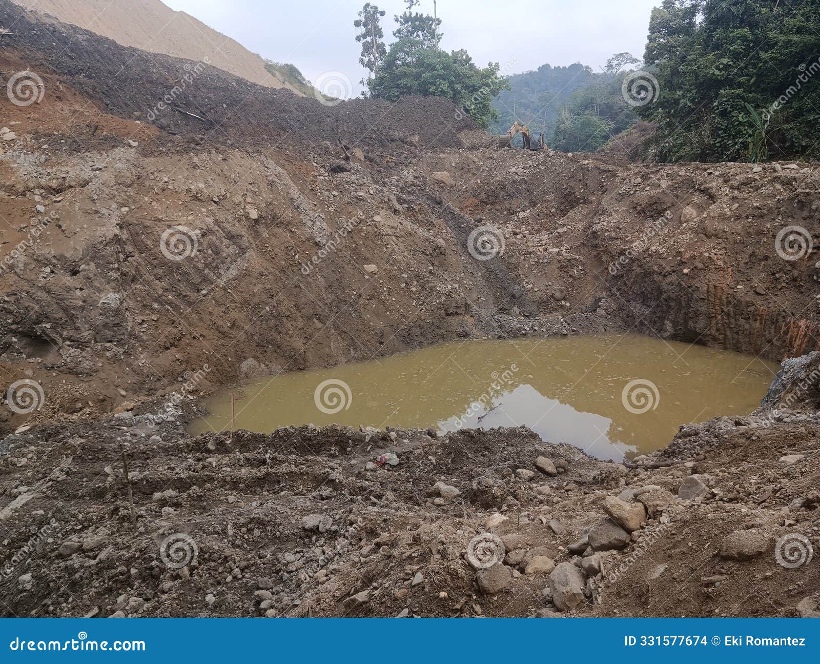 Open Mine with Standing Water in the Mining Area Stock Photo - Image of ...