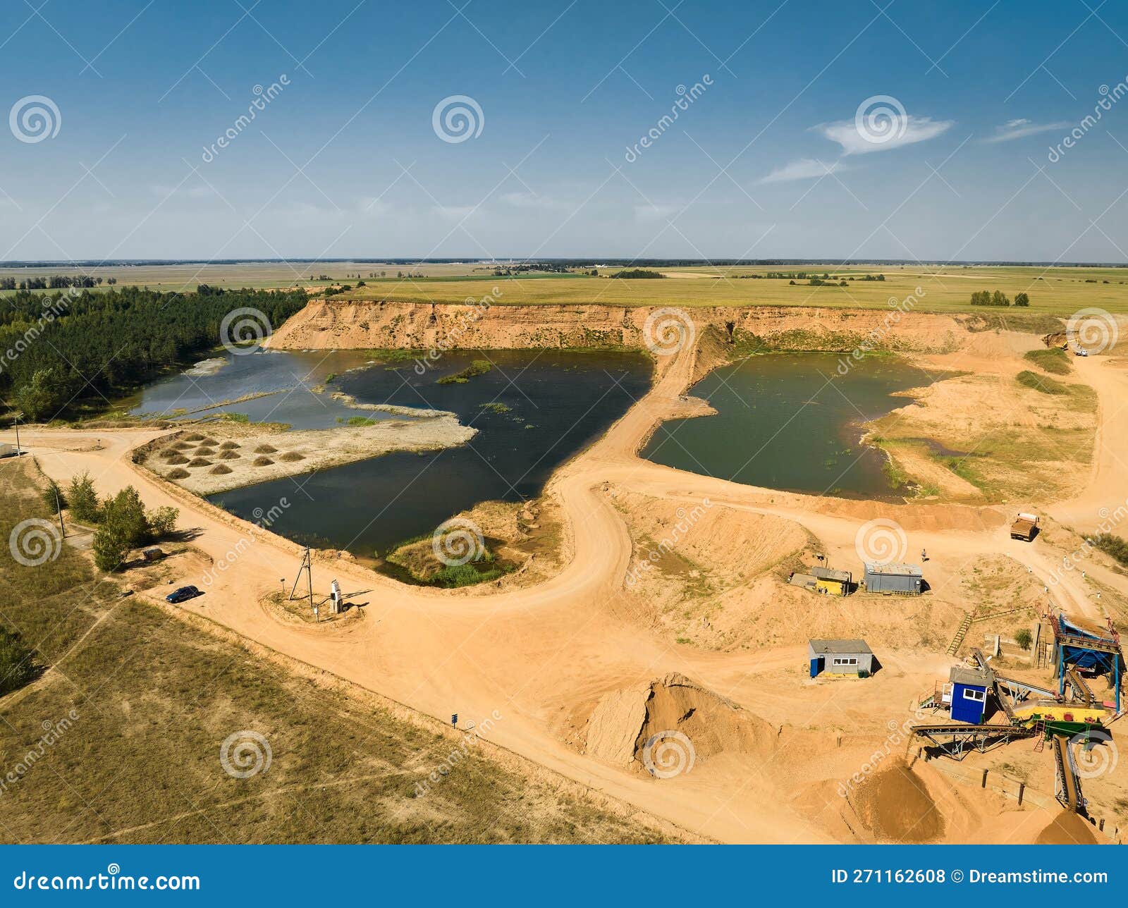 Open Mining of Constructing Sand from Illuminated Quarry Stock Photo ...