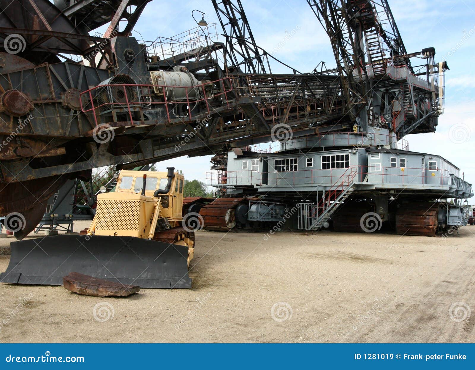 Open Mining Excavator and Russian Dozer Stock Image - Image of chains ...