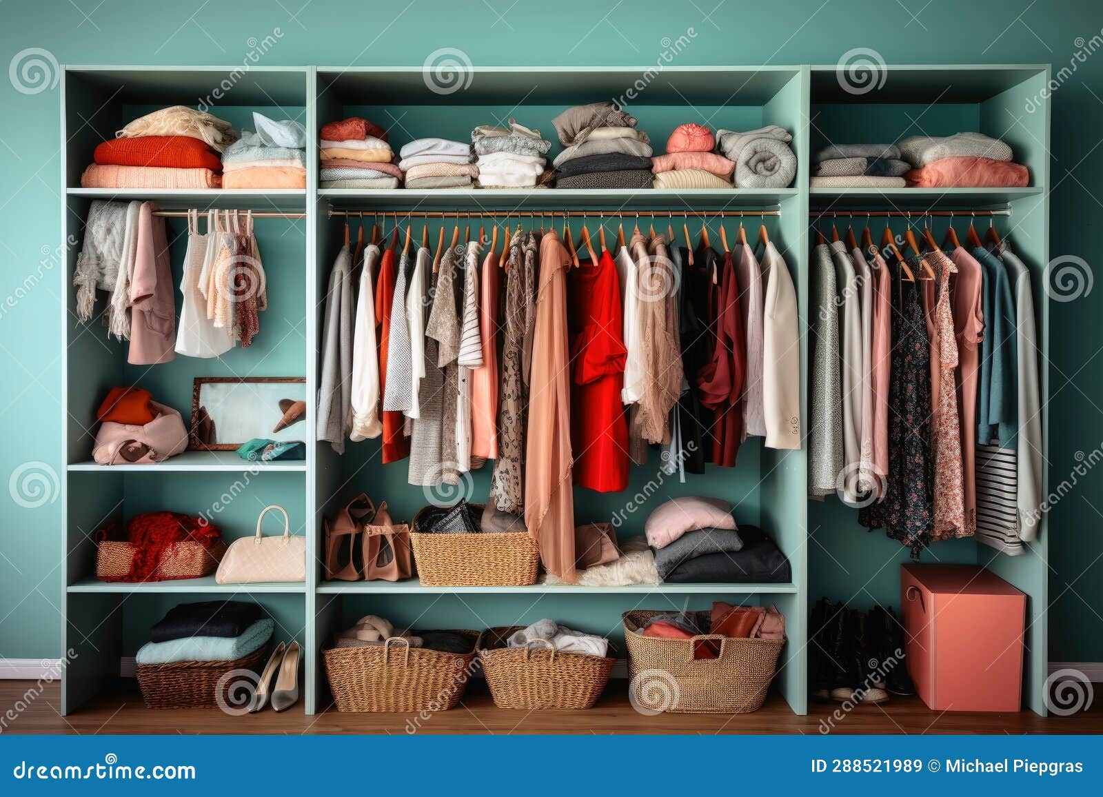 An Open Modern Closet of a Female with Some Clothes Stock Image - Image ...
