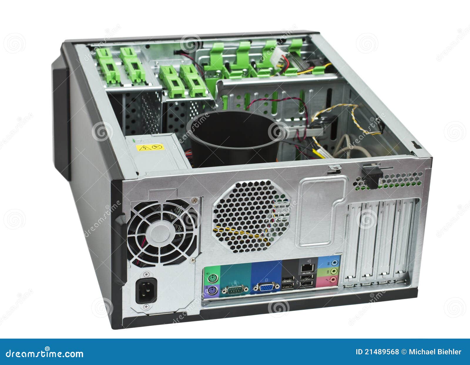 Open Modern Computer (backside View) Stock Photo - Image of desktop ...