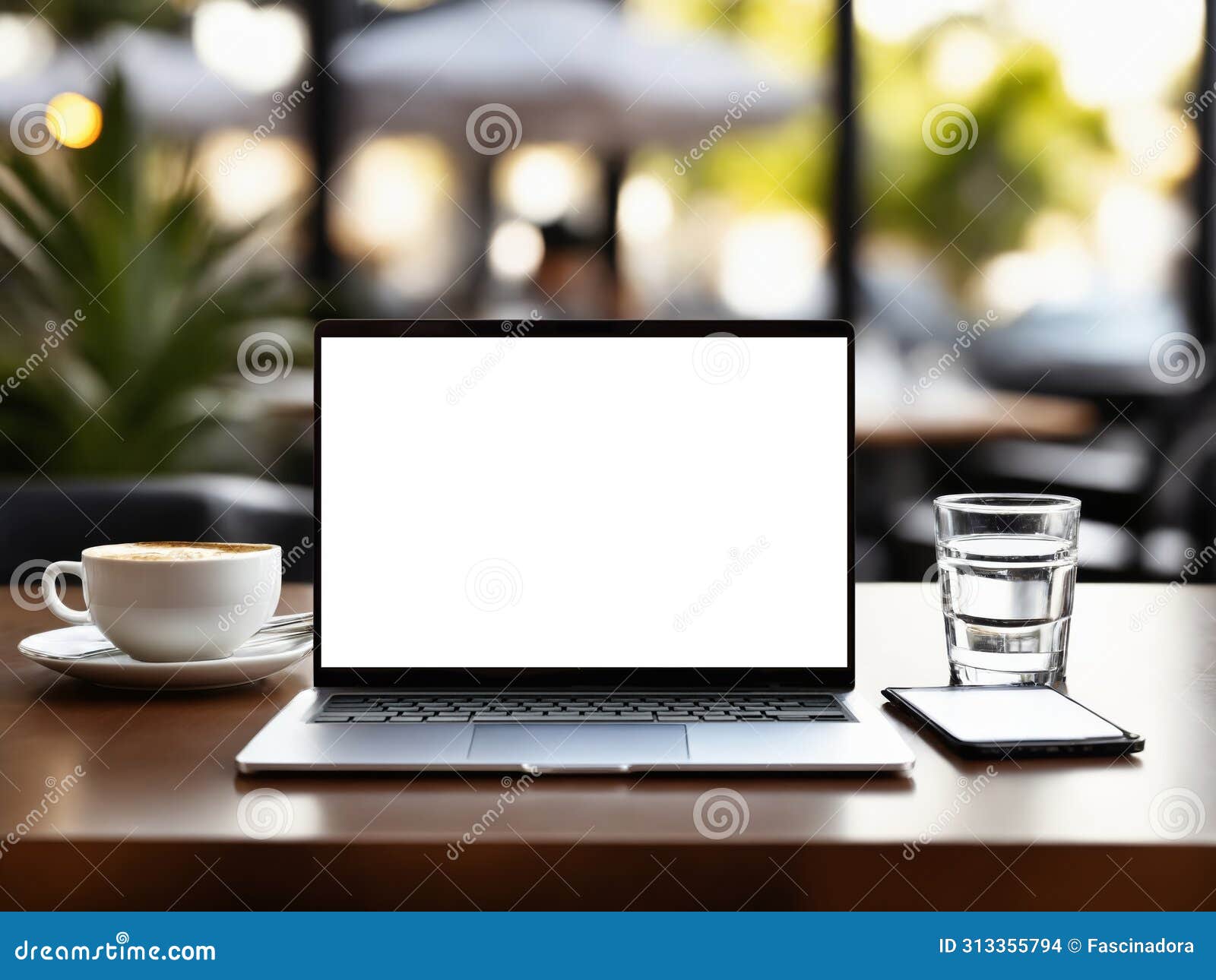 Open Modern Laptop with Blank White Screen Mockup Stock Photo - Image ...