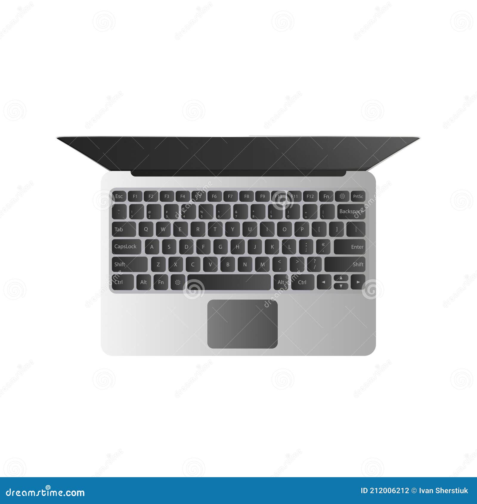 Open Modern Laptop, Top View, Vector Illustration Stock Vector ...
